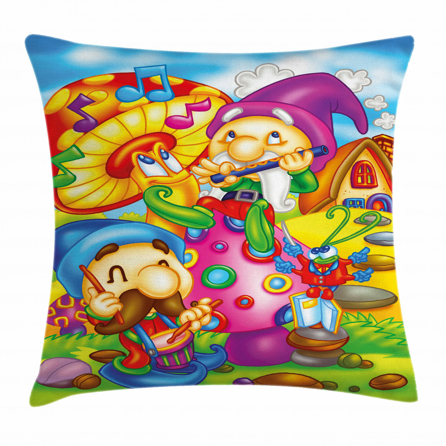 Ambesonne Cartoon Singing Elves with Mushroom Indoor / Outdoor 26 ...