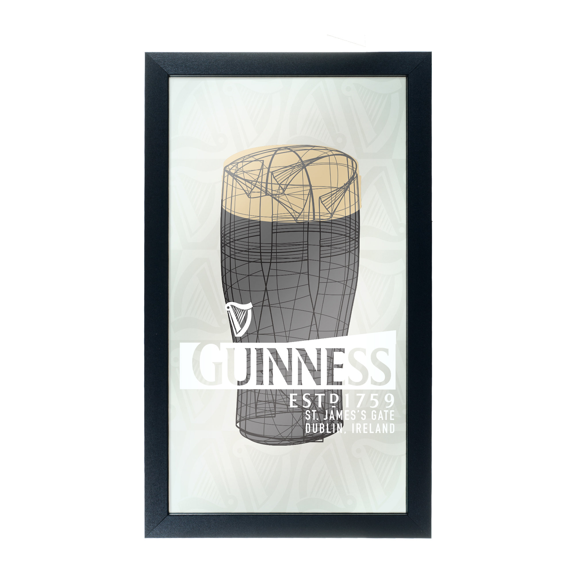 Trademark Global Guinness Line Art Pint Framed Logo Accent Mirror | Wayfair