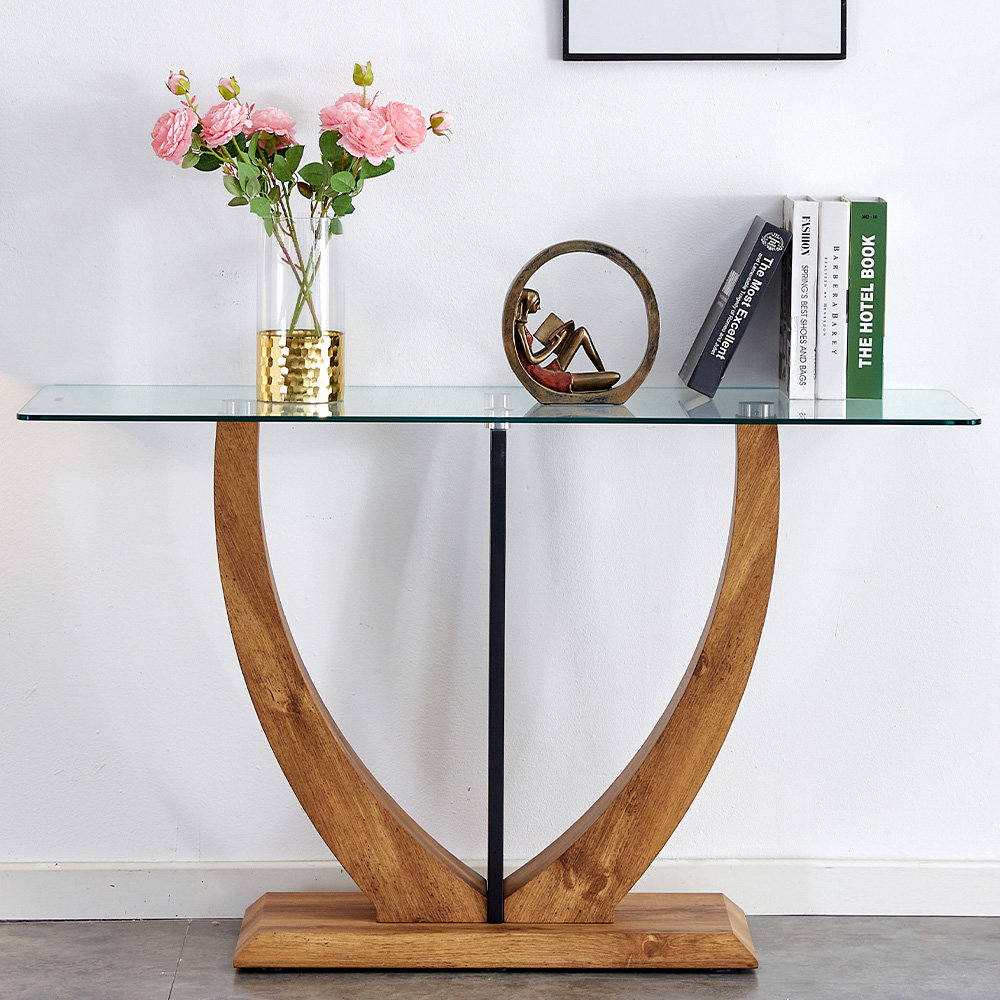 Wrought Studio™ Glass Top Console Table | Wayfair