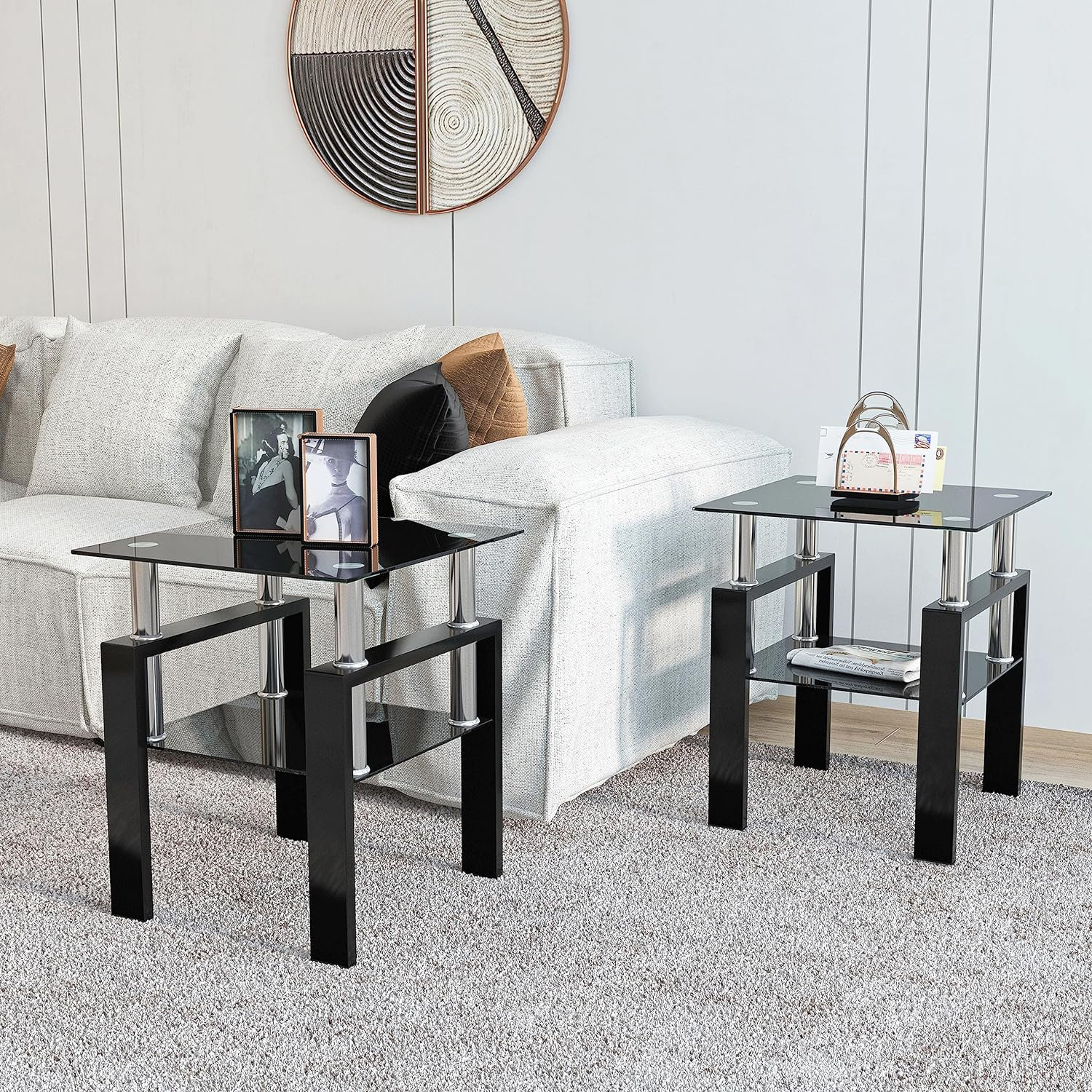 Ivy Bronx Eniileri 20.5'' tall Glass End Table Set & Reviews | Wayfair