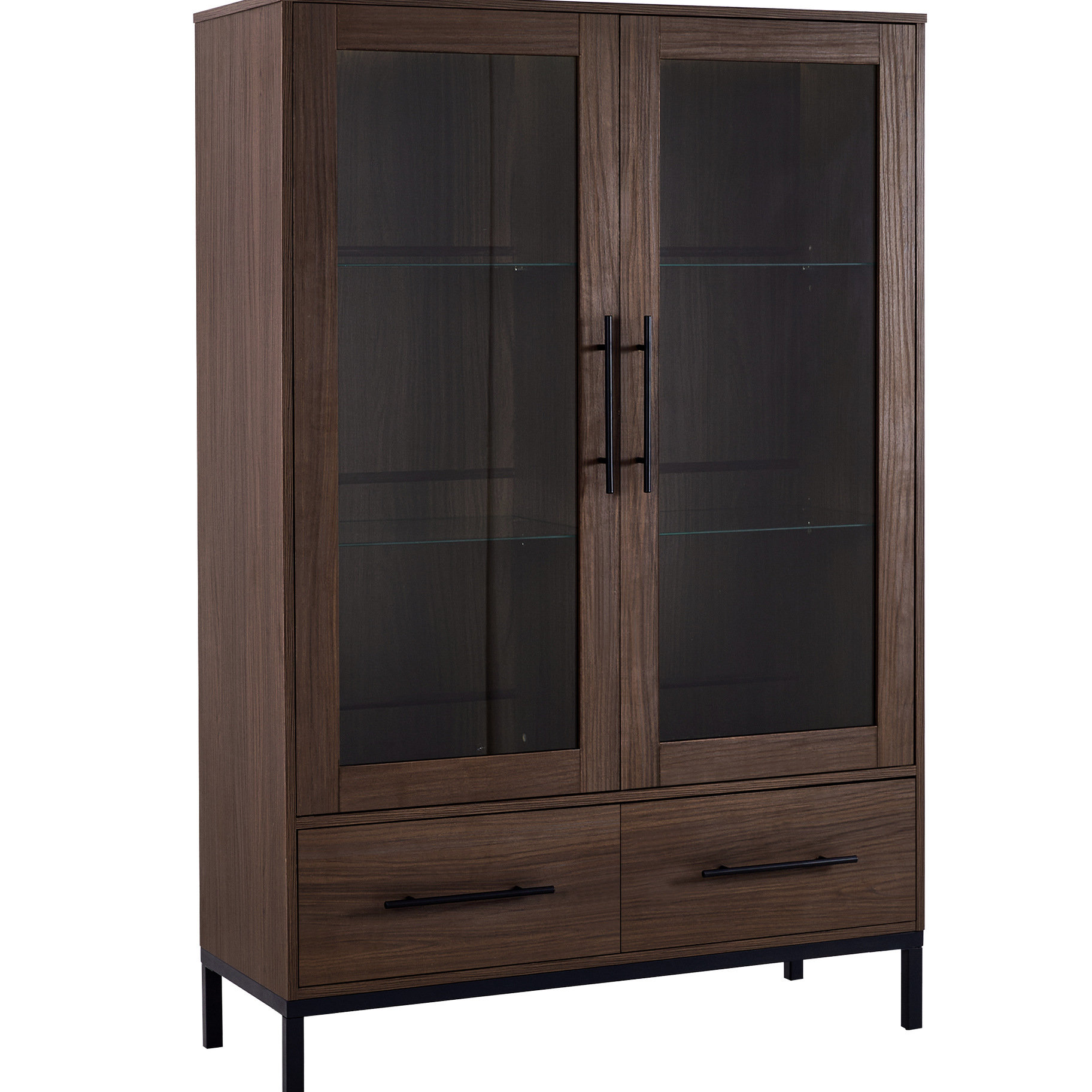 Latitude Run® 60'' Tall Living Room Showcase Cabinet With Tempered ...