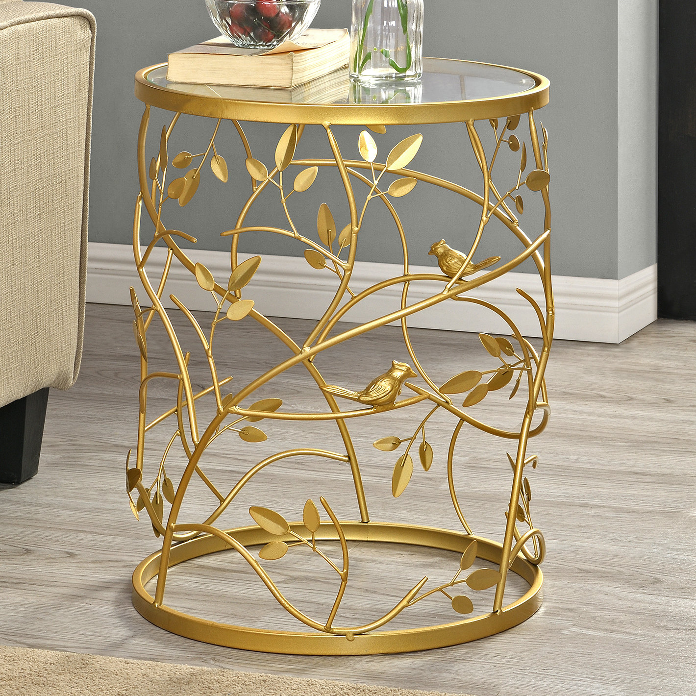 Red Barrel Studio Komarek Glass Top Drum End Table & Reviews - Wayfair ...