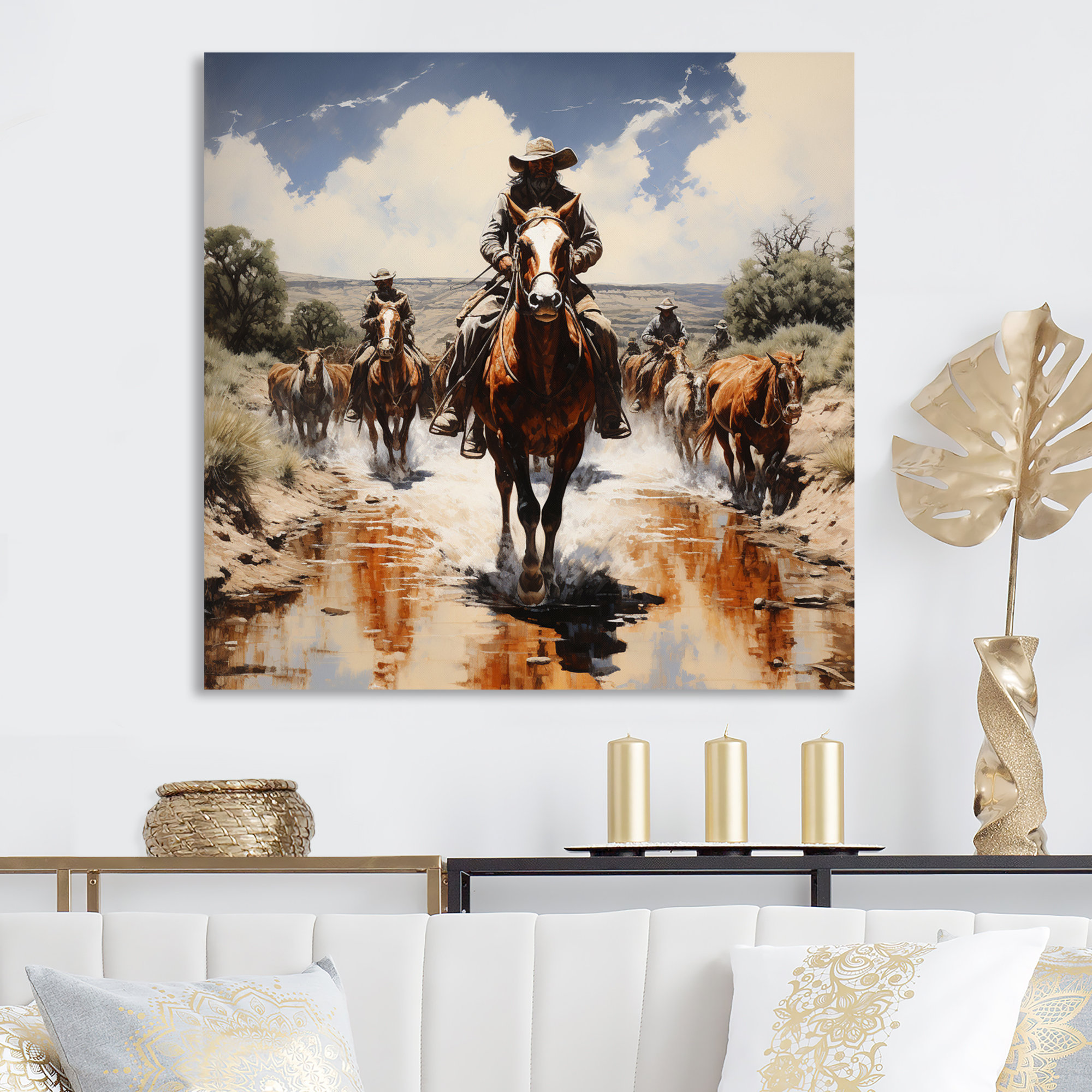 Charlton Home Western Horse Riders Memories - Western Metal Wall Art ...