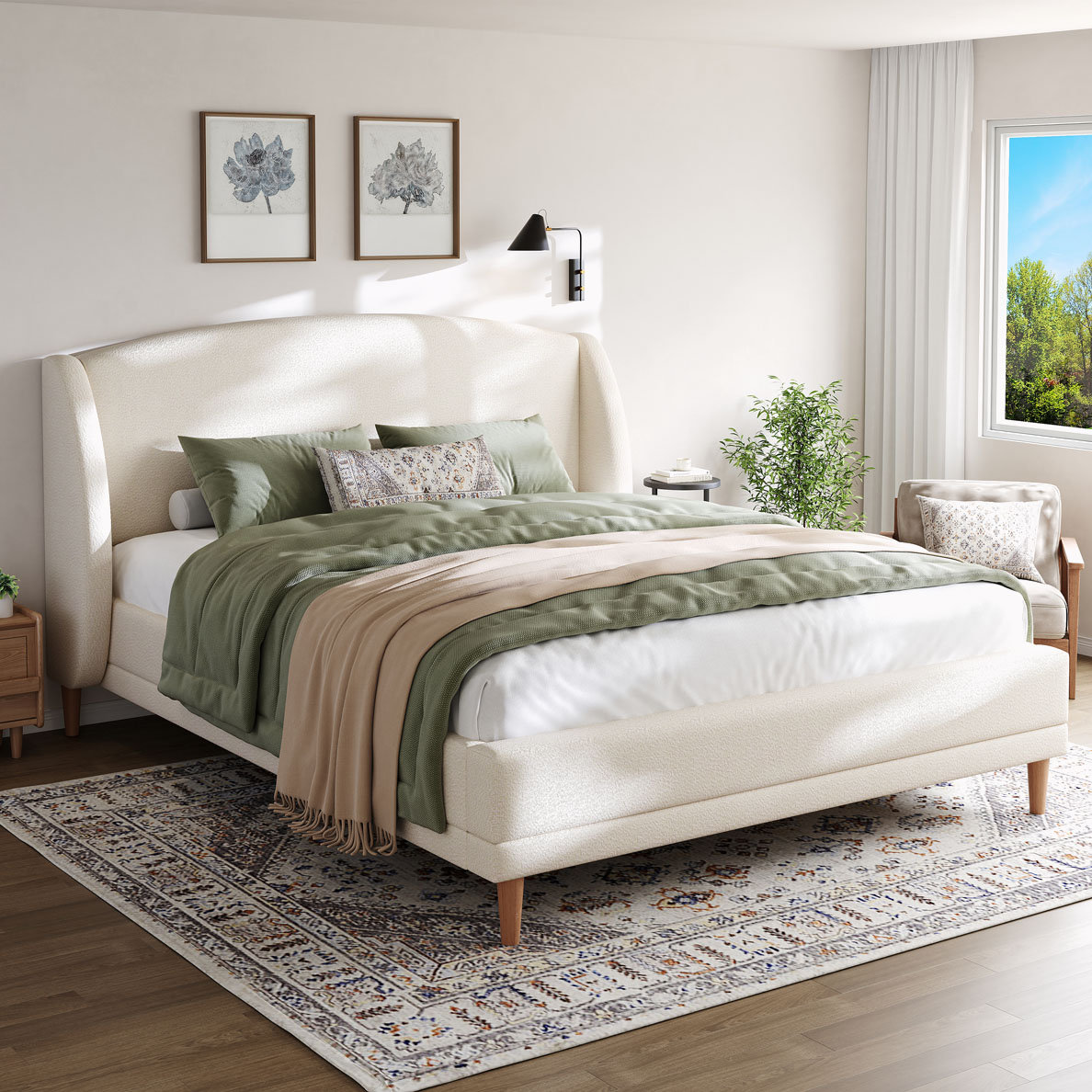 Corrigan Studio Queen Size Upholstered Platform Bed - Wayfair Canada