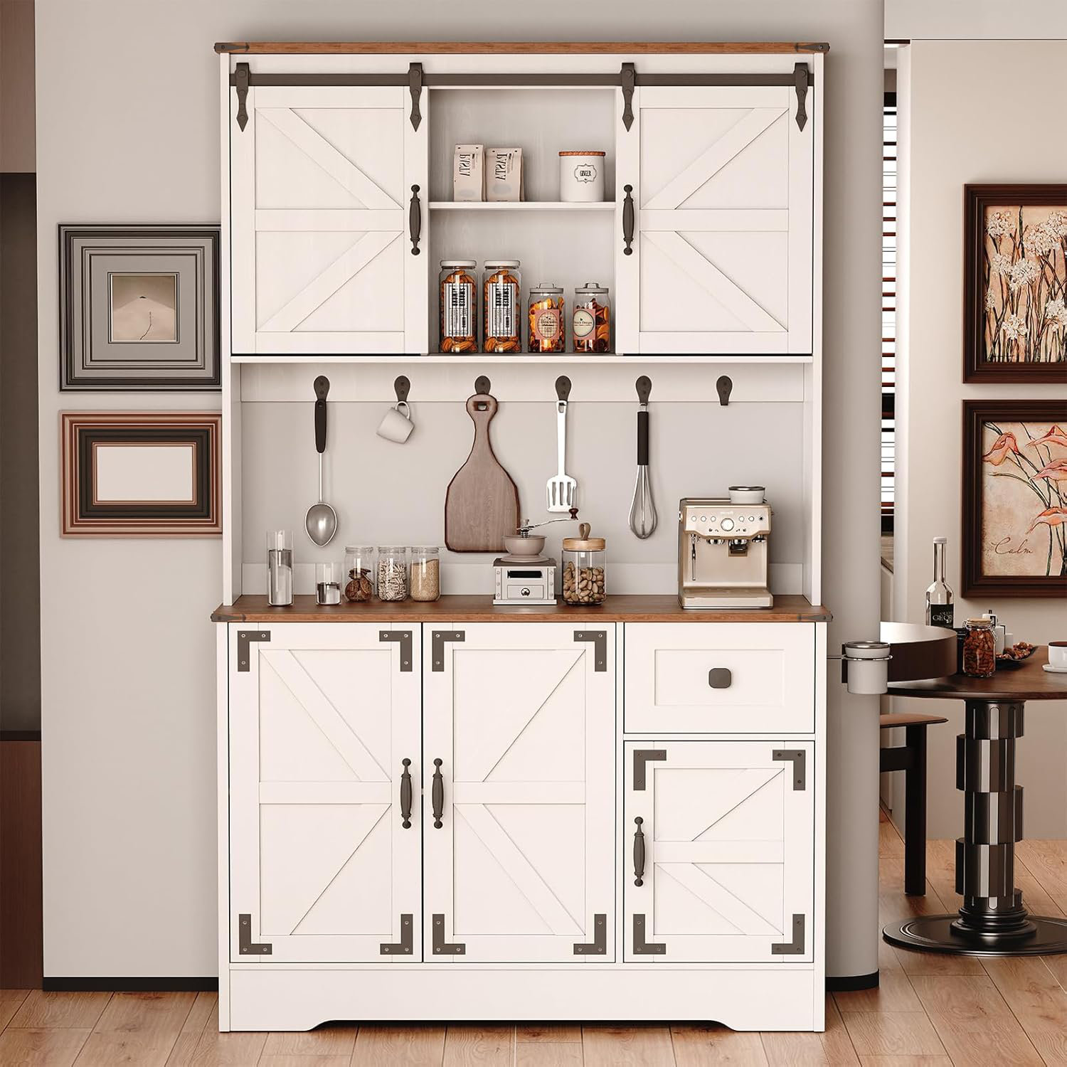 Gracie Oaks 71" Kitchen Pantry Cabinet, Modern Kitchen Hutch Food ...