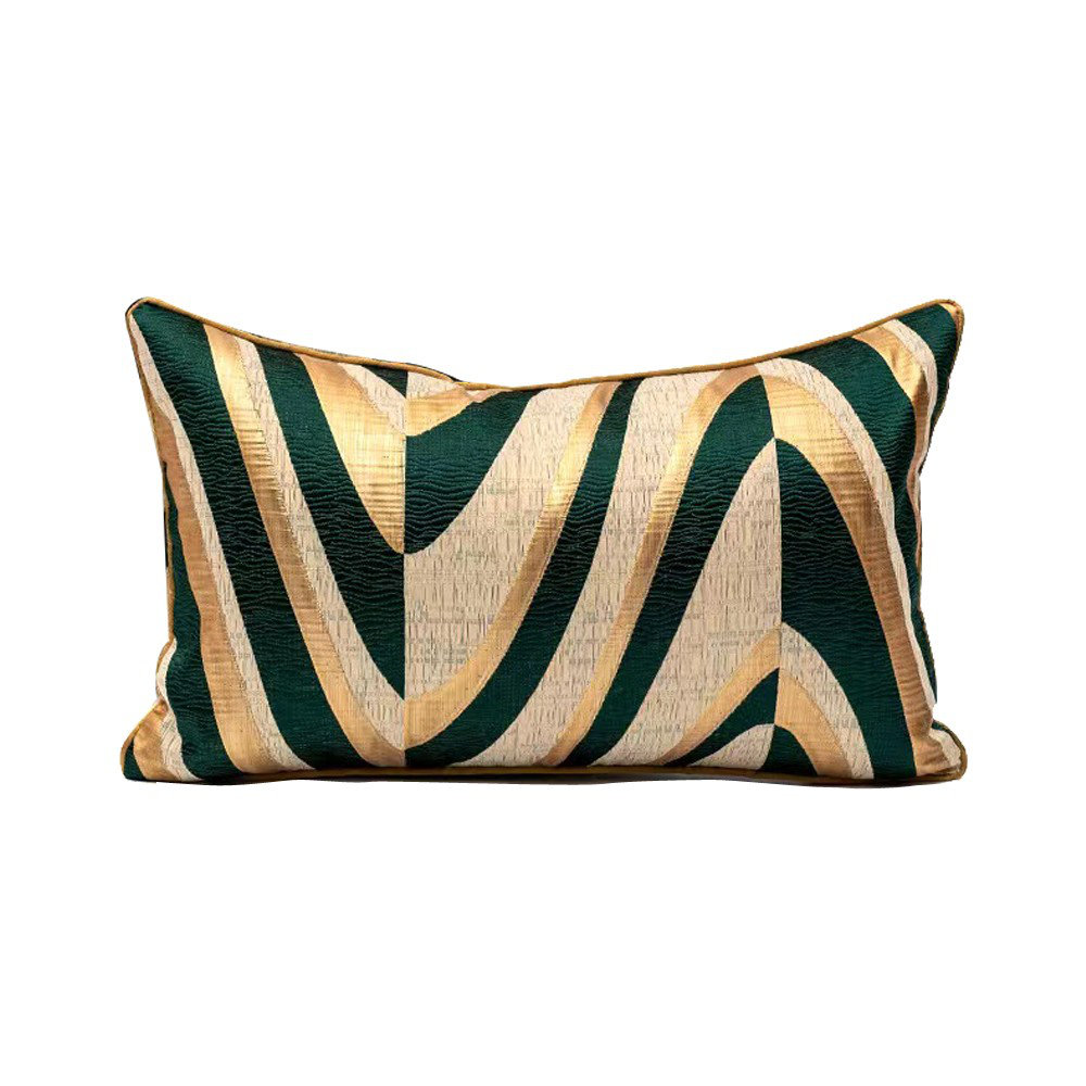 THE-TINOART Green Gold V Pattern Christmas Jacquard Throw Pillow Cover ...