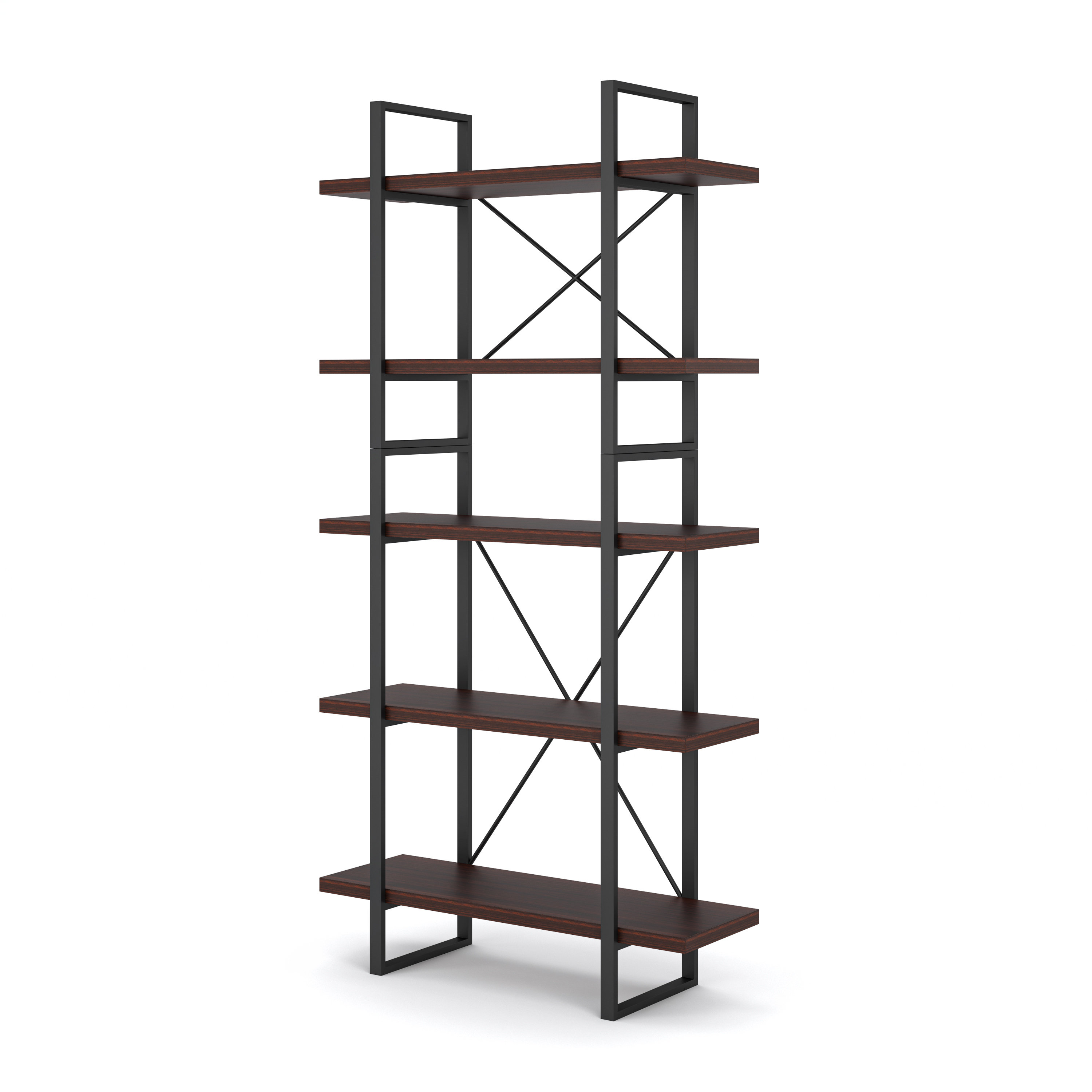 17 Stories Lotus Home 5-tier Dark Walnut Colour Etagere Bookcase ...