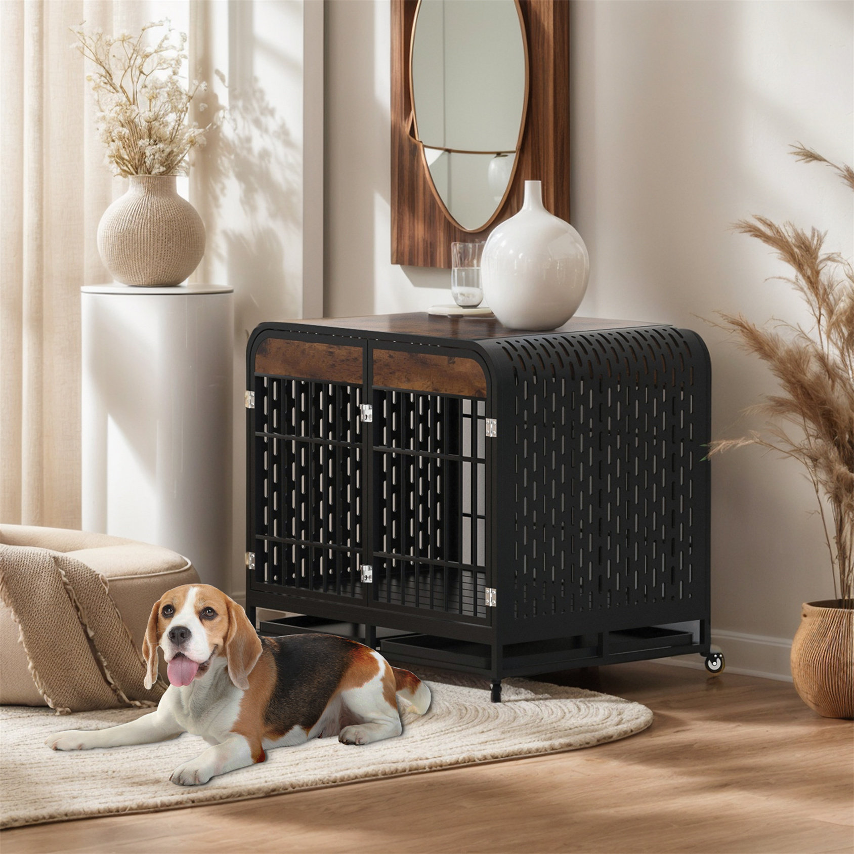 Archie & Oscar™ Heavy Duty Dog Crate Dog Cage With Wide Tabletop Strong ...