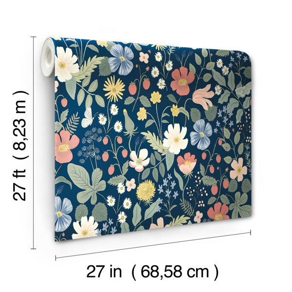 Rifle Paper Co. Strawberry Fields 27" L x 27" W Smooth Wallpaper Roll ...