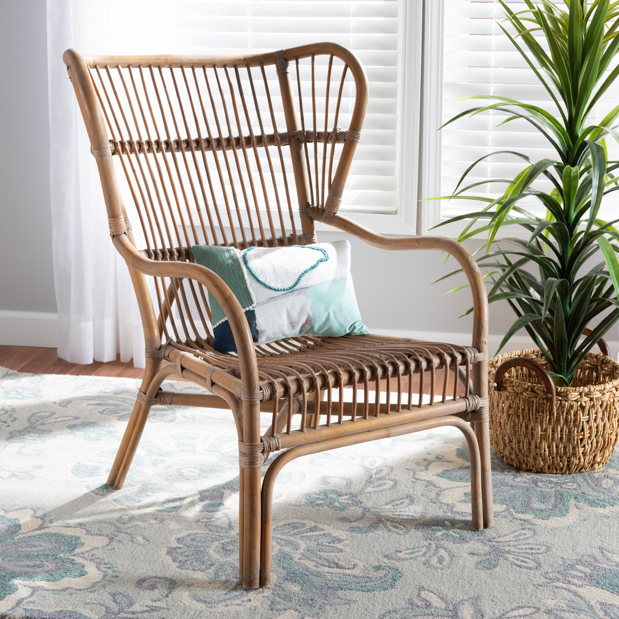 Bay Isle Home™ Searce 30.7" W Rattan Wingback Chair | Wayfair