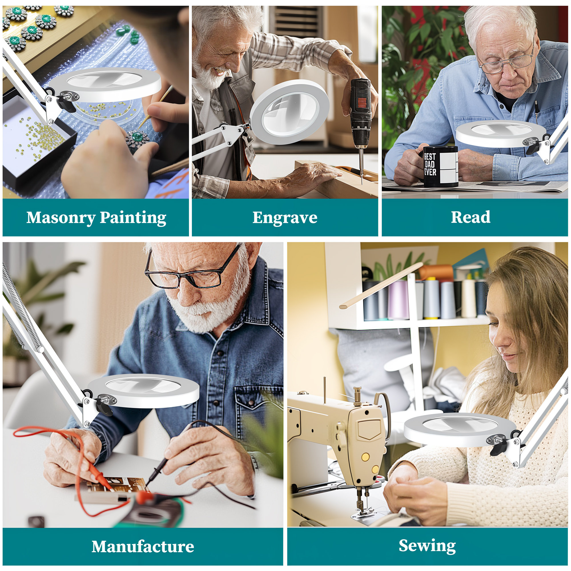 Wrought Studio Led Magnifying Lamp With Clamp, 3 Colour Modes And 10 Brightness Levels - Wayfair ...