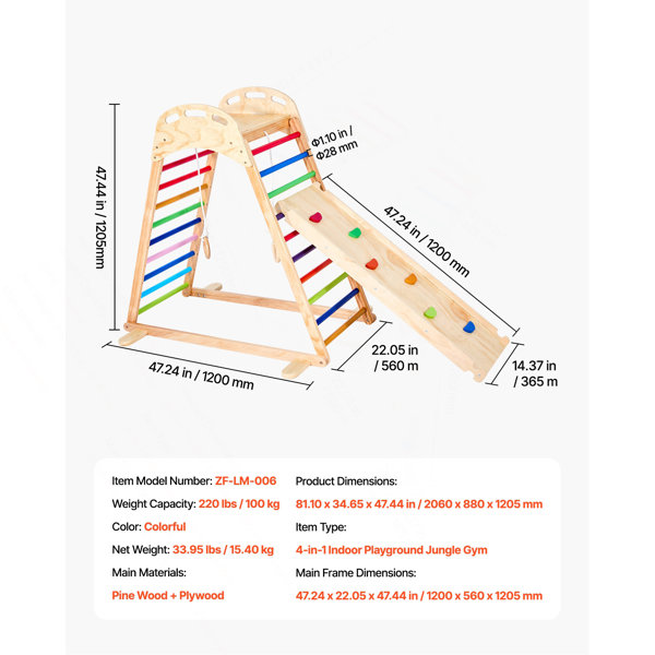 FOSHANZHENGONG Indoor Playground Jungle Gym 4-In-1 Wooden Indoor ...
