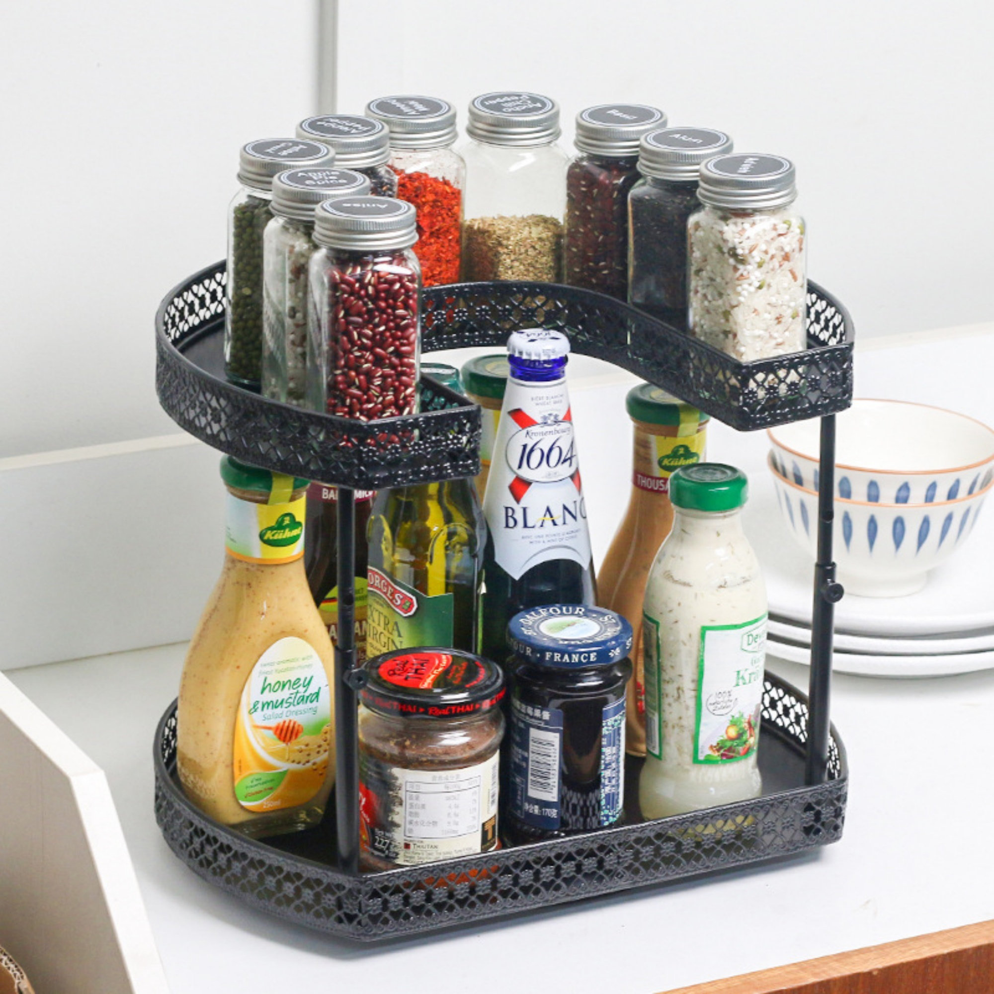 Lark Manor 2 Tier Adjustable Rotating Lazy Susan Organizer | Wayfair
