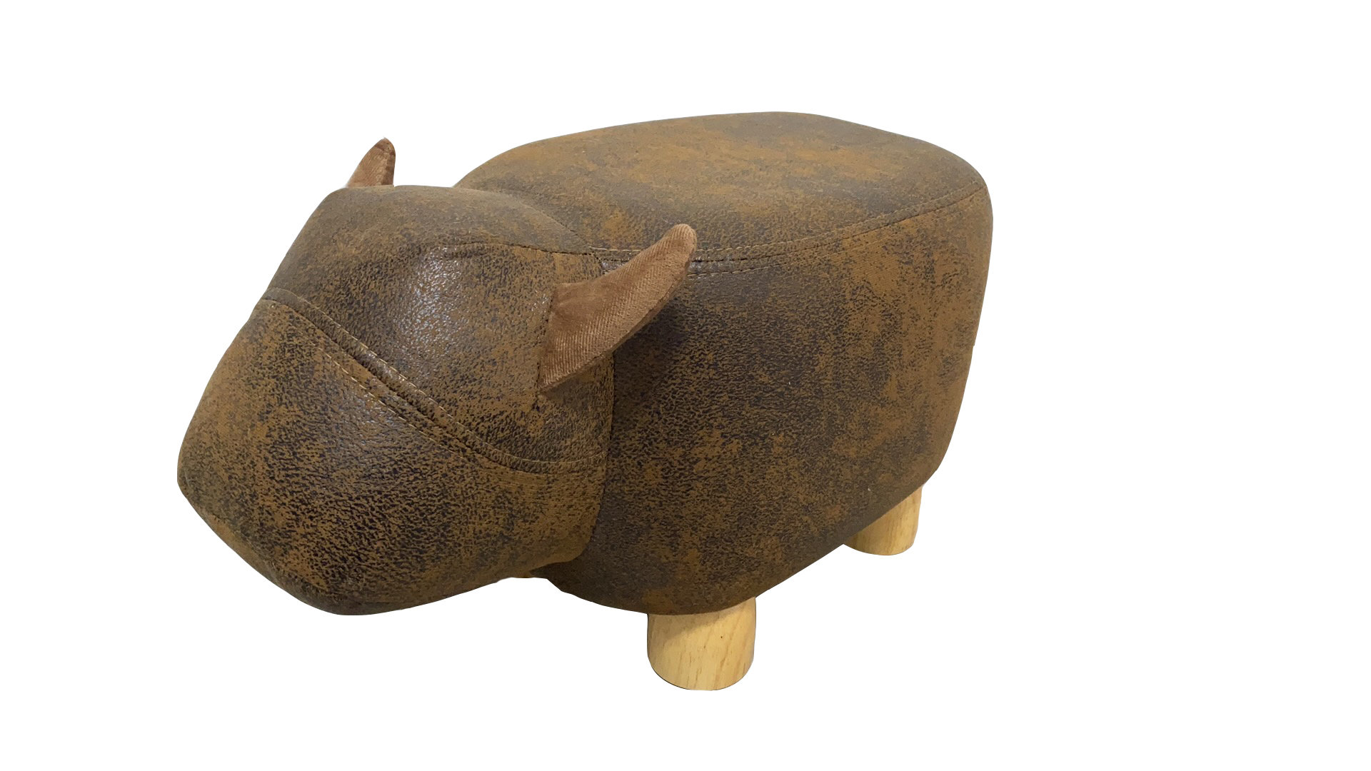 Gardeco Cowie the Small Brown Cow leatherette footstool with wooden ...