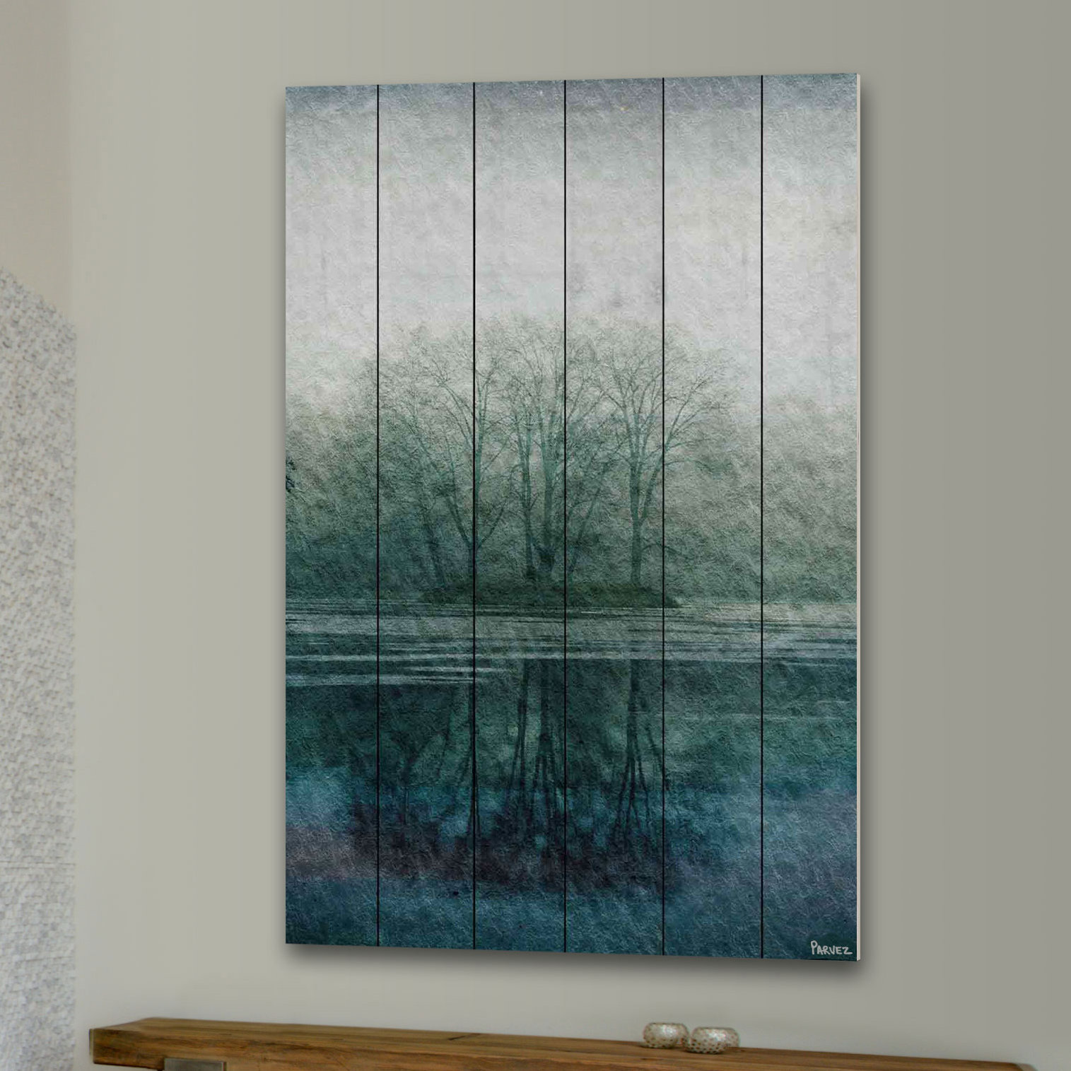 Parvez Taj 'Apple Lake' by Parvez Taj Painting Print on White Wood ...