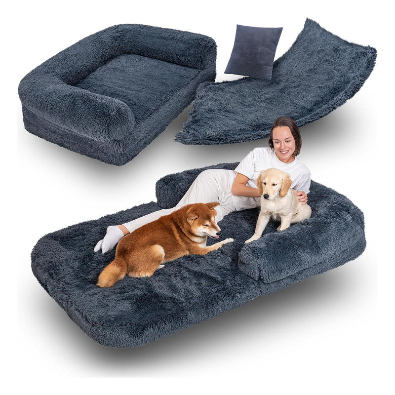 AMIZOY Foldable Human Dog Bed for Adults, Giant Dog Couch Bed with ...
