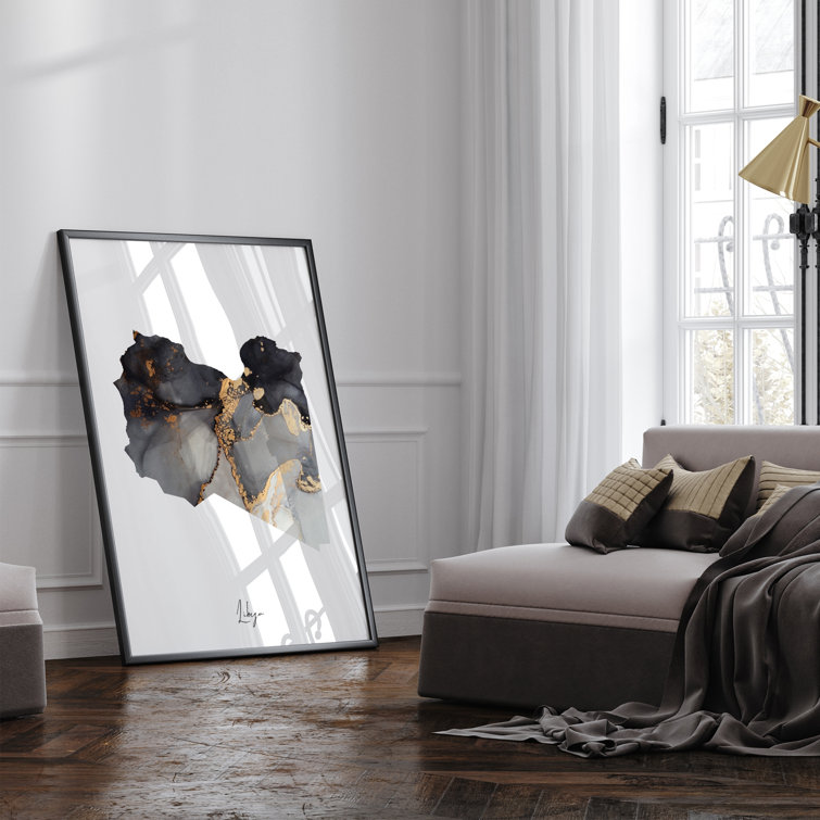 Fairmont Park Libya Map Black & Gold Wall Art Decor | Wayfair.co.uk