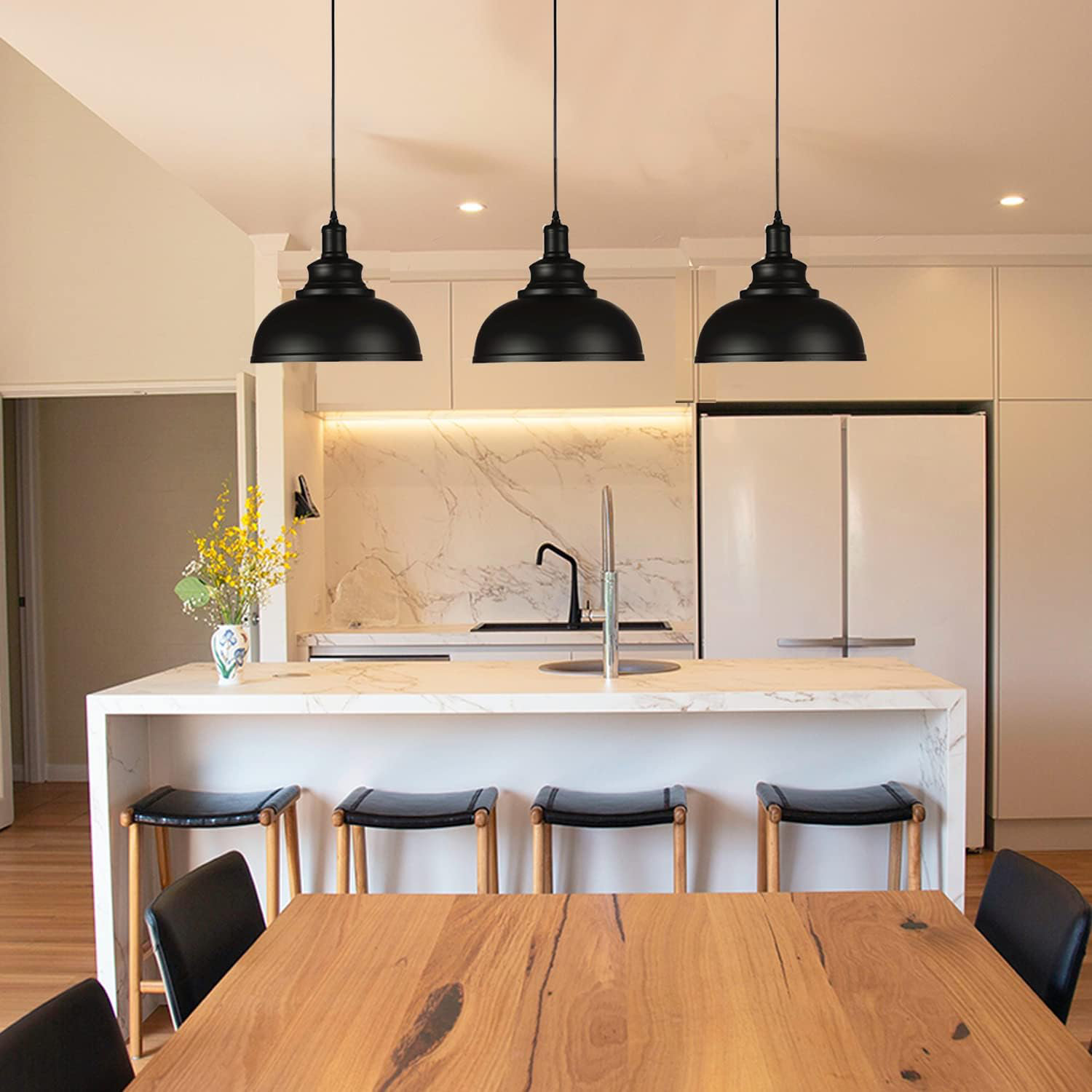 17 Stories Industrial Black Metal Pendant Lights - Adjustable Hanging ...