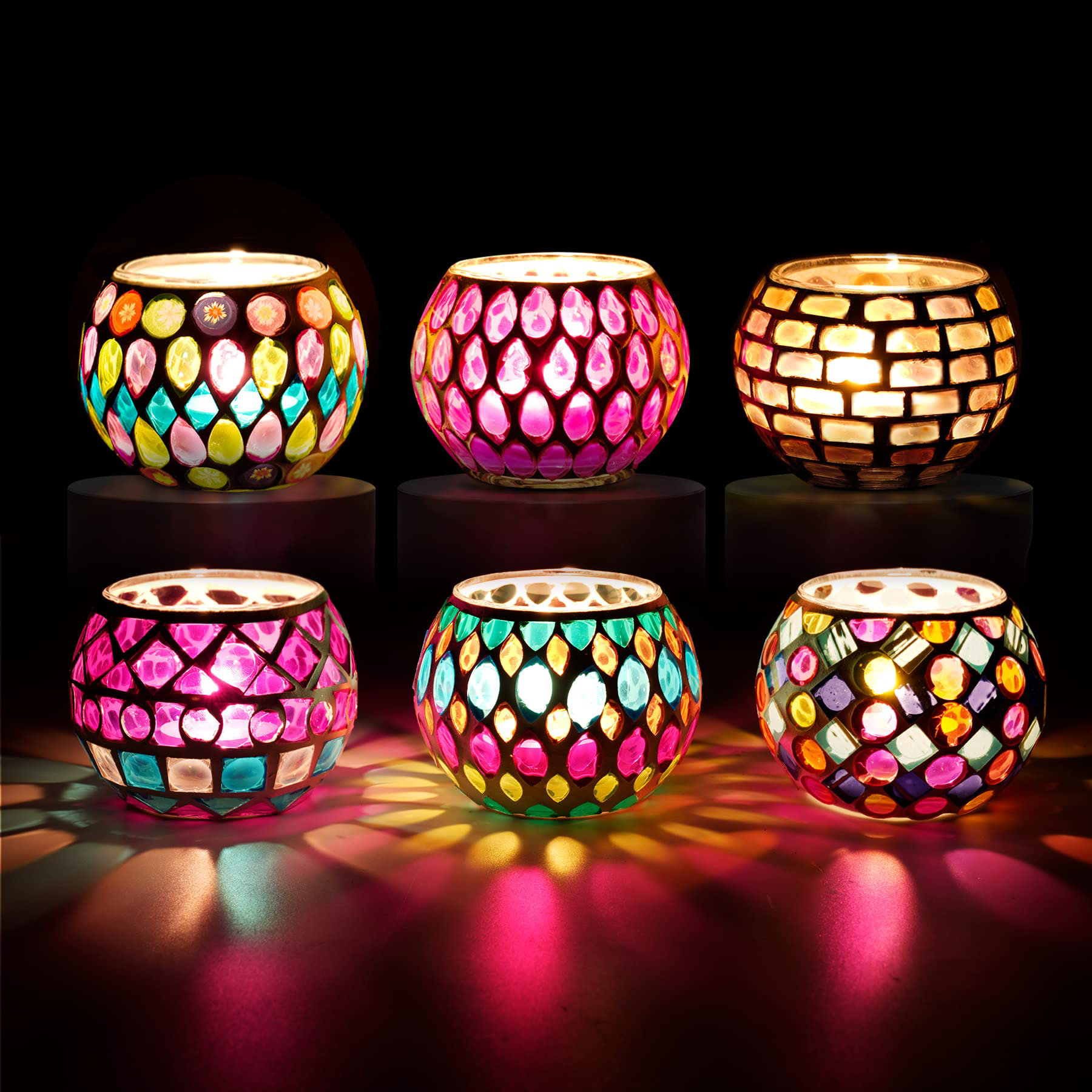 Dakota Fields 6Pcs Votive Candle Holders, Mosaic Tealight Holder ...