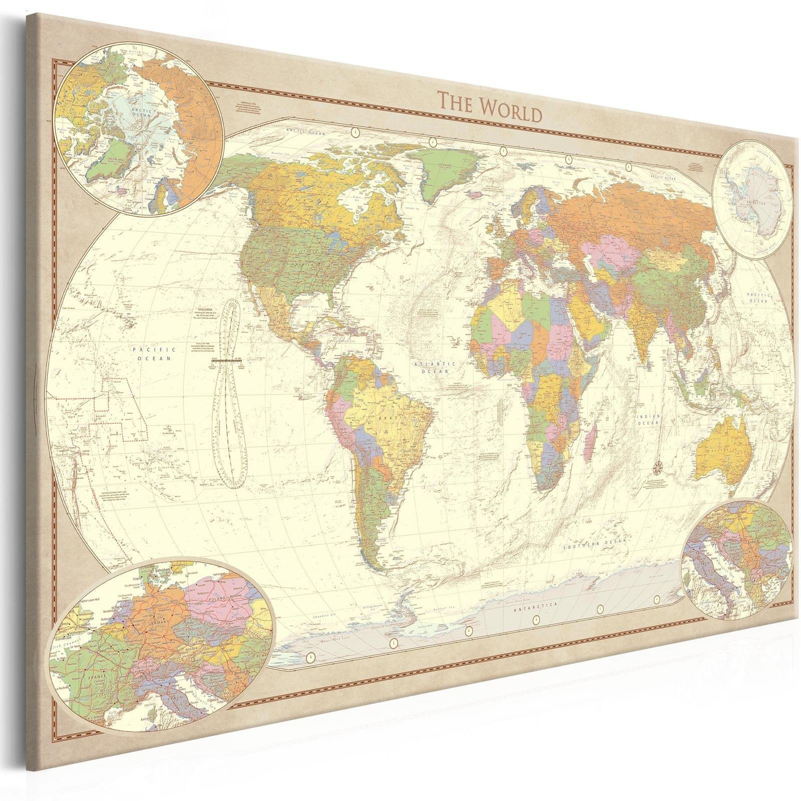 17 Stories Stretched Canvas World Map Art - Cream World Map - Wayfair ...