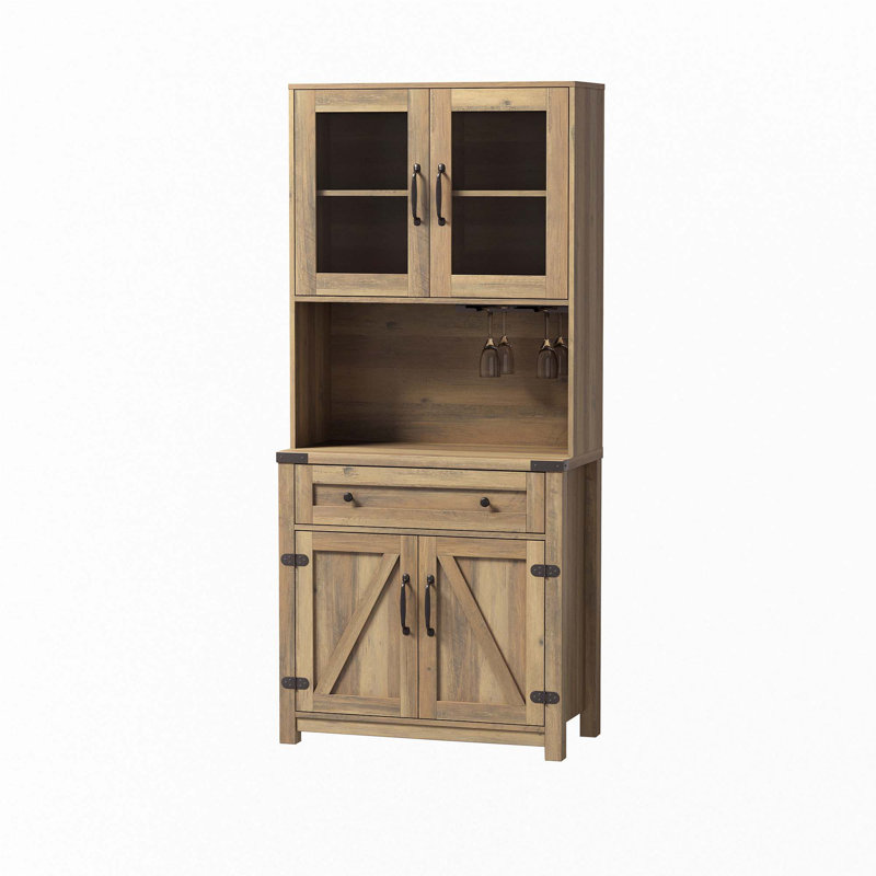 Gracie Oaks Farmhouse Double Barn Door Accent Bar Cabinet | Wayfair