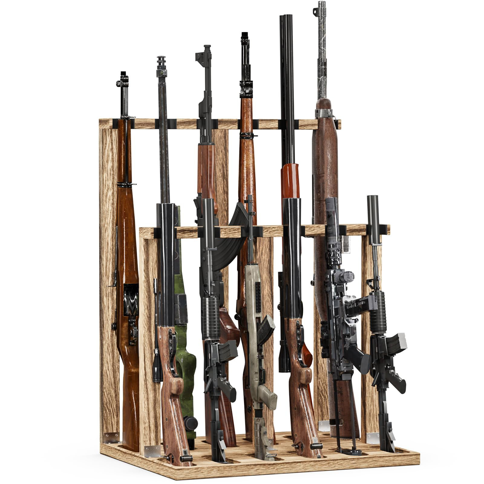 Emfogo Indoor Gun Racks, Wooden Free Standing Heavy Duty Shotgun ...
