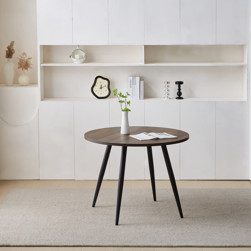 George Oliver Cerca 100CM Round Dining Table Dark Walnut | Wayfair.co.uk