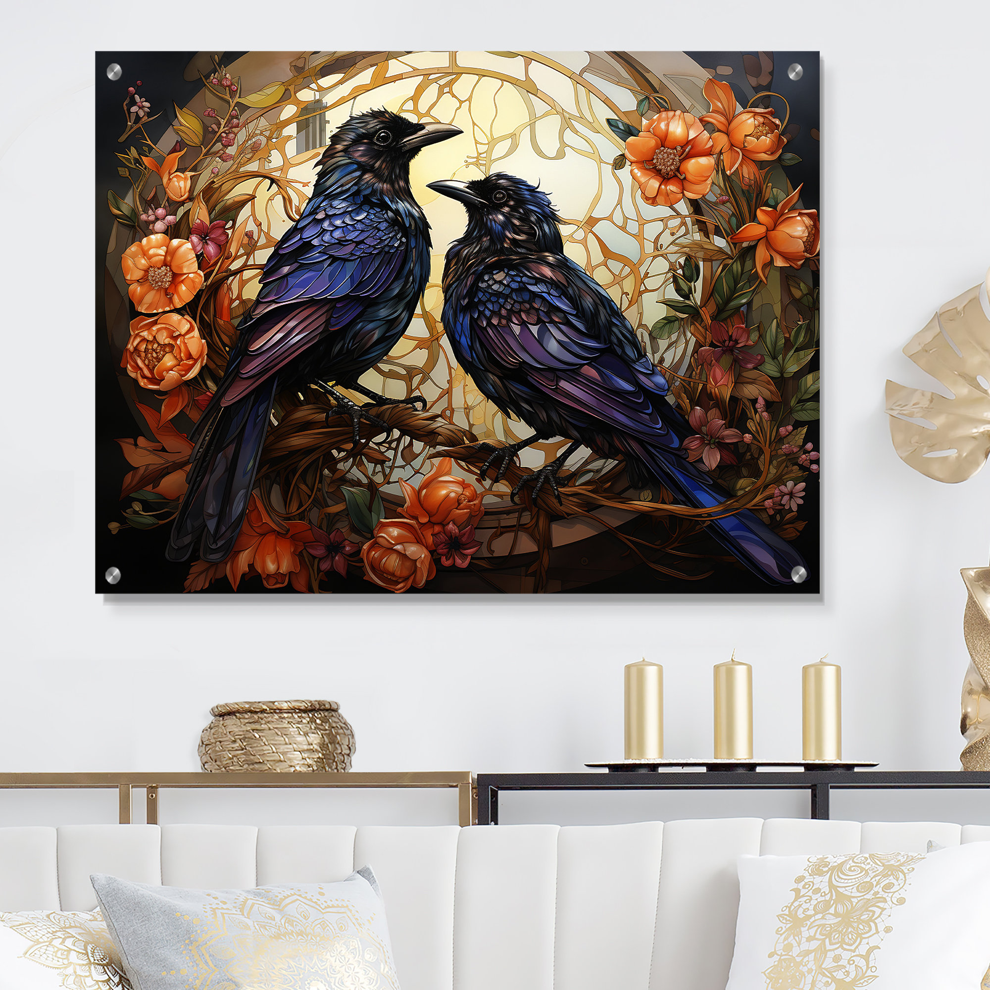 Alcott Hill Crow Enchanted Monarchs - Crow Acrylic Wall Art For Living ...