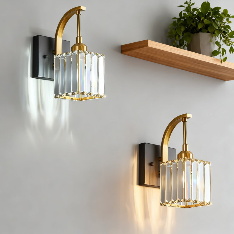 Mercer41 Modern Wall Sconces Set Of 2, Crystal Vanity Lights For ...