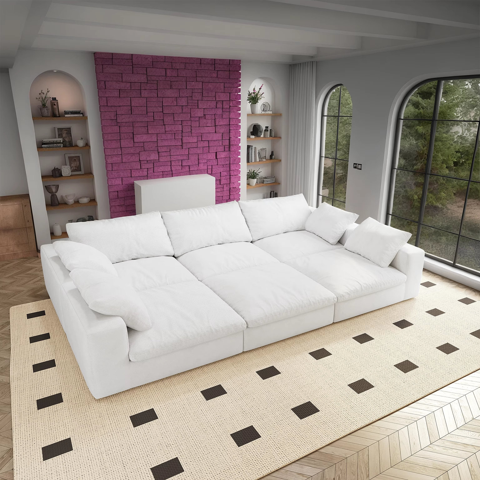 Hokku Designs Large Size Modular Cloud Sofa 6 Seats Down Sofa Bed Apartment Living Room Sofa 120 ...