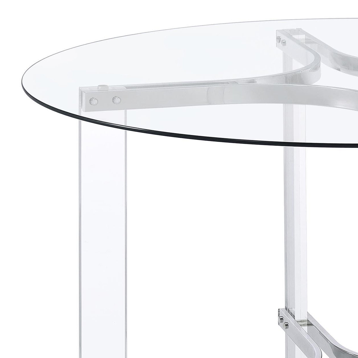 Ivy Bronx 47-inch Round Glass Top Acrylic Dining Table Chrome | Wayfair