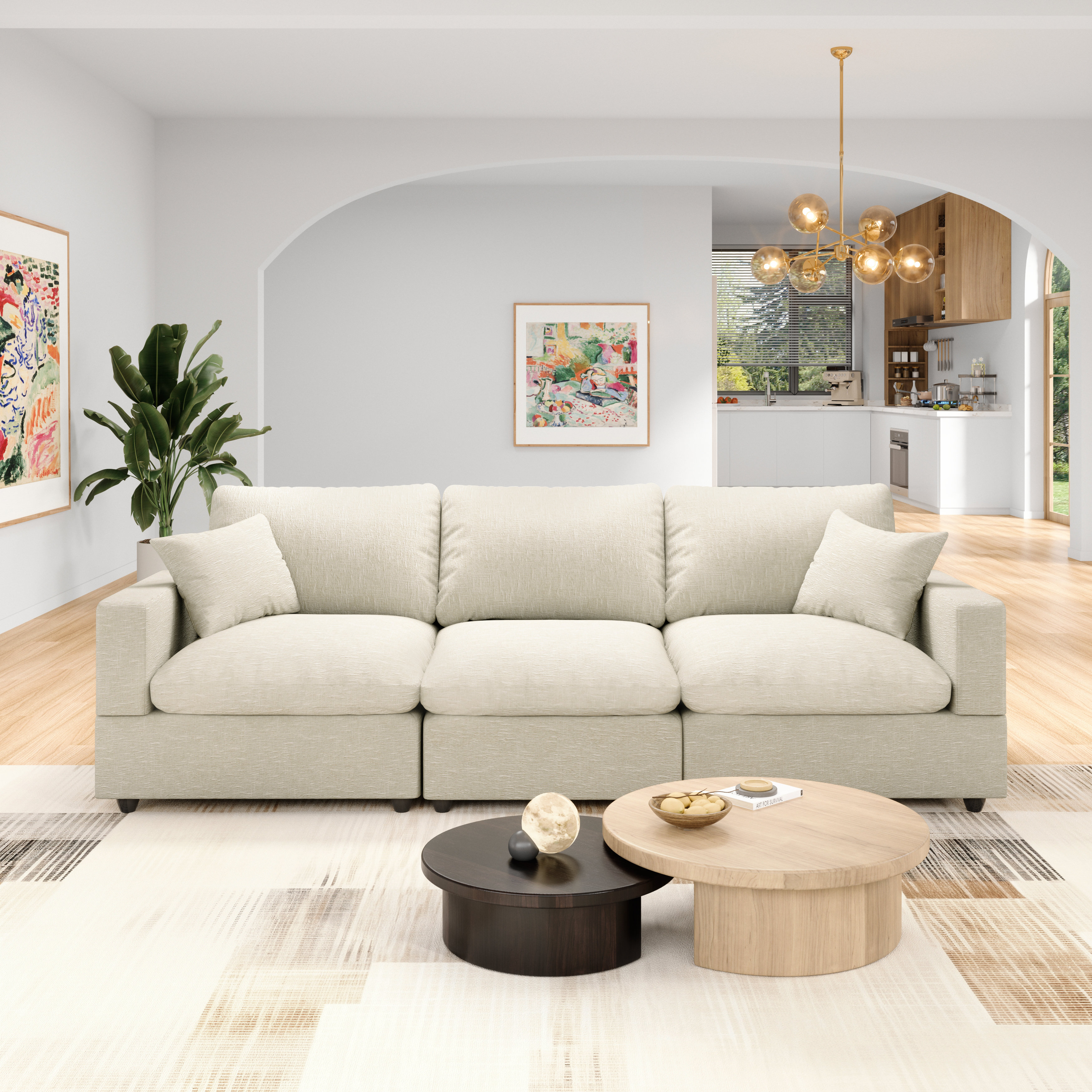 Latitude Run® 3-Seater Sectional Sofa Comfy Cloud Couch for Living Room ...