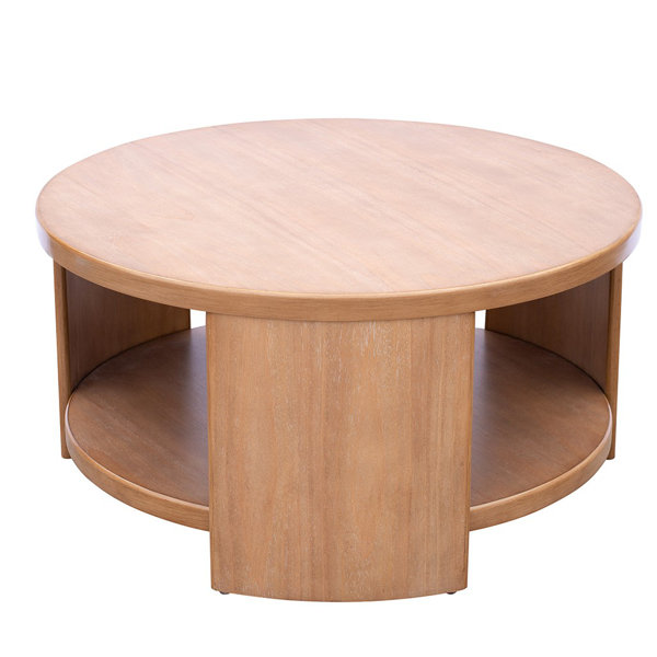 Hokku Designs Jacobs Round Wood Coffee Table with Shelf | Wayfair