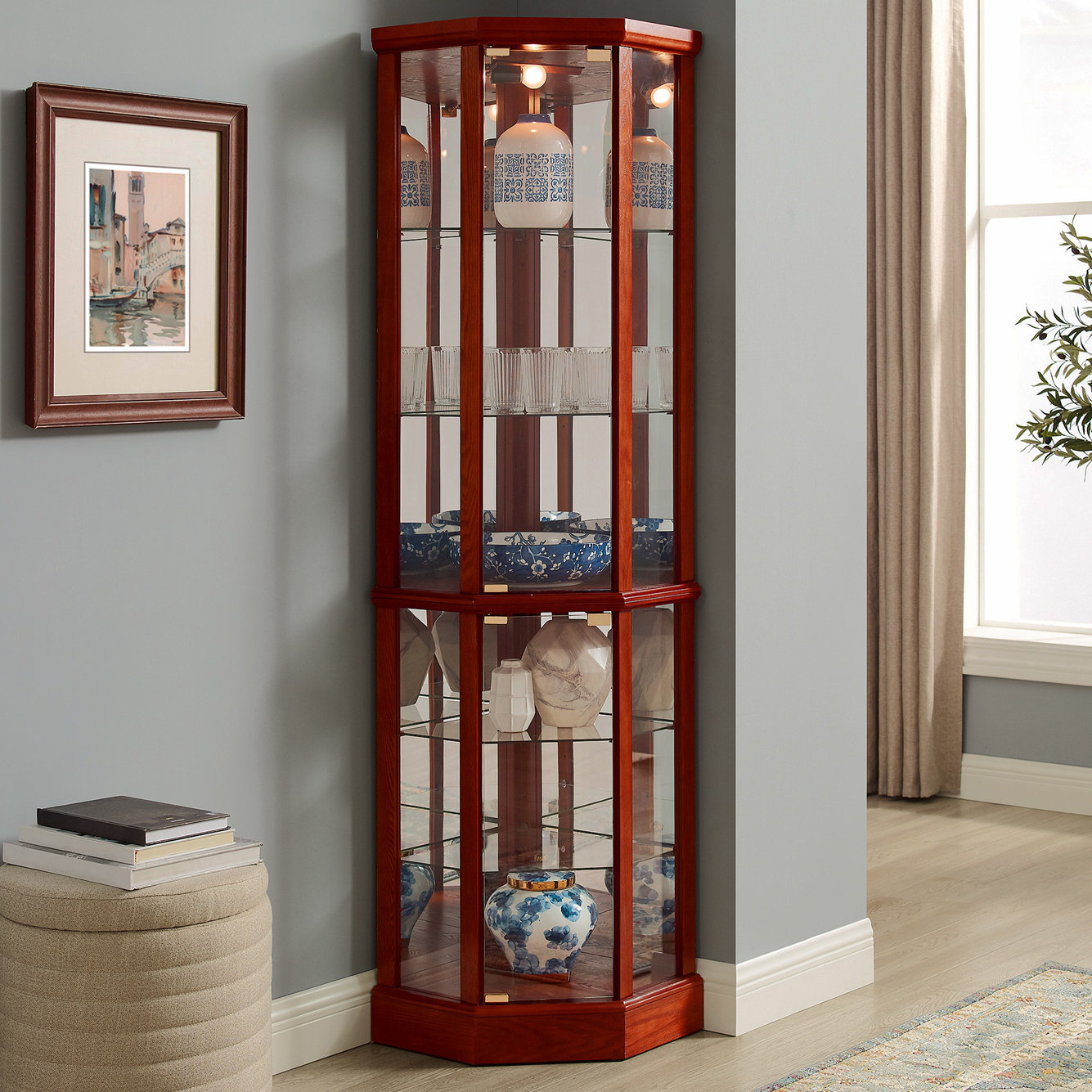 Red Barrel Studio® Corner Curio Cabinet Corner Display Cabinet With ...