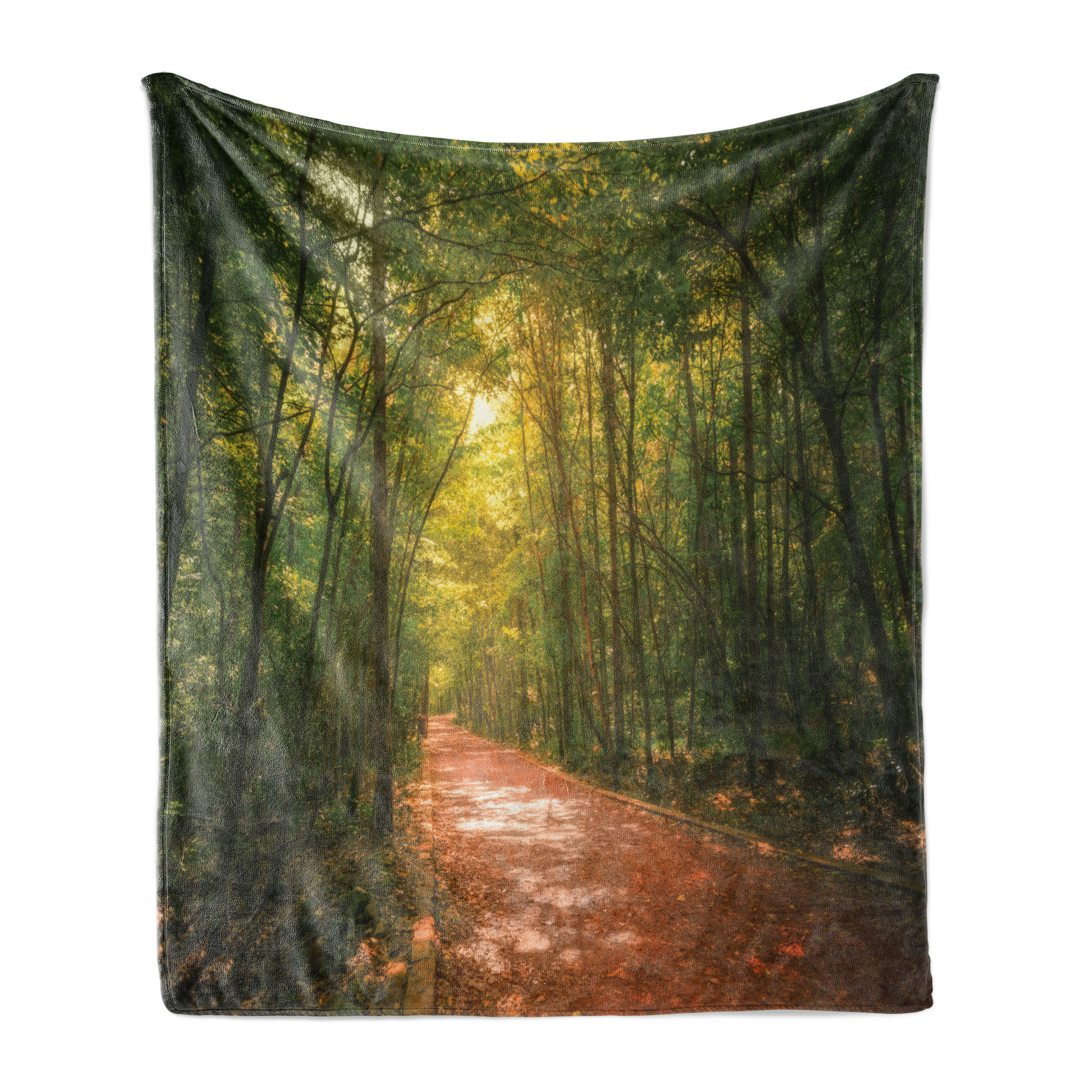 Ambesonne Landscape Fleece Throw Blanket Misty Forest View Trees Forest ...