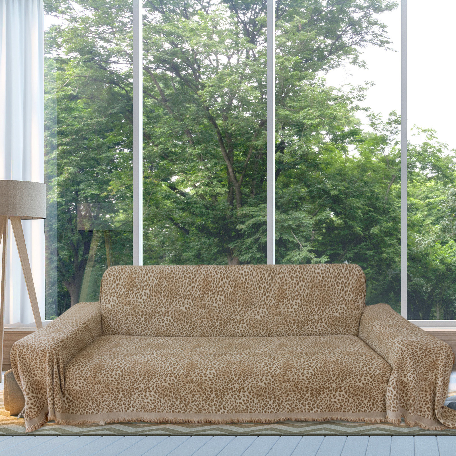 Mercer41 Luxury Jacquard Leopard Print Chenille Couch Cover & Reviews ...