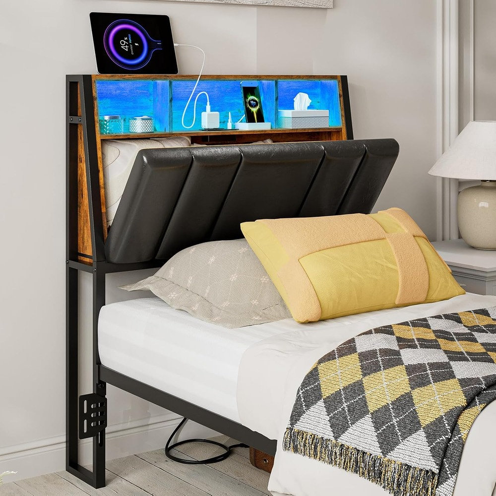 17 Stories Hidden Storage Headboard With Charging Station, Ergonomic ...