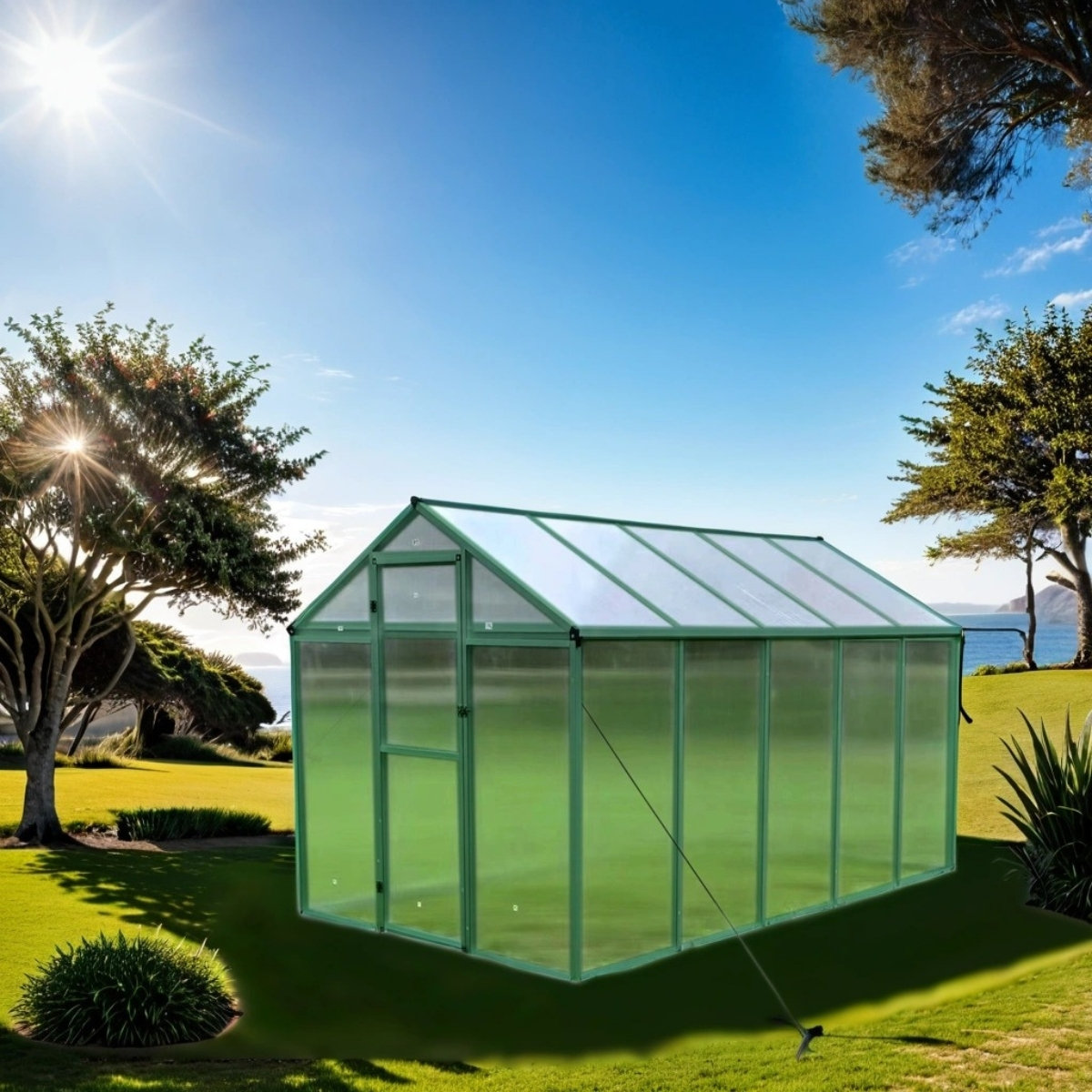 FOJOHSEN Windproof Aluminum Greenhouse 6x10 Ft Polycarbonate Raised ...