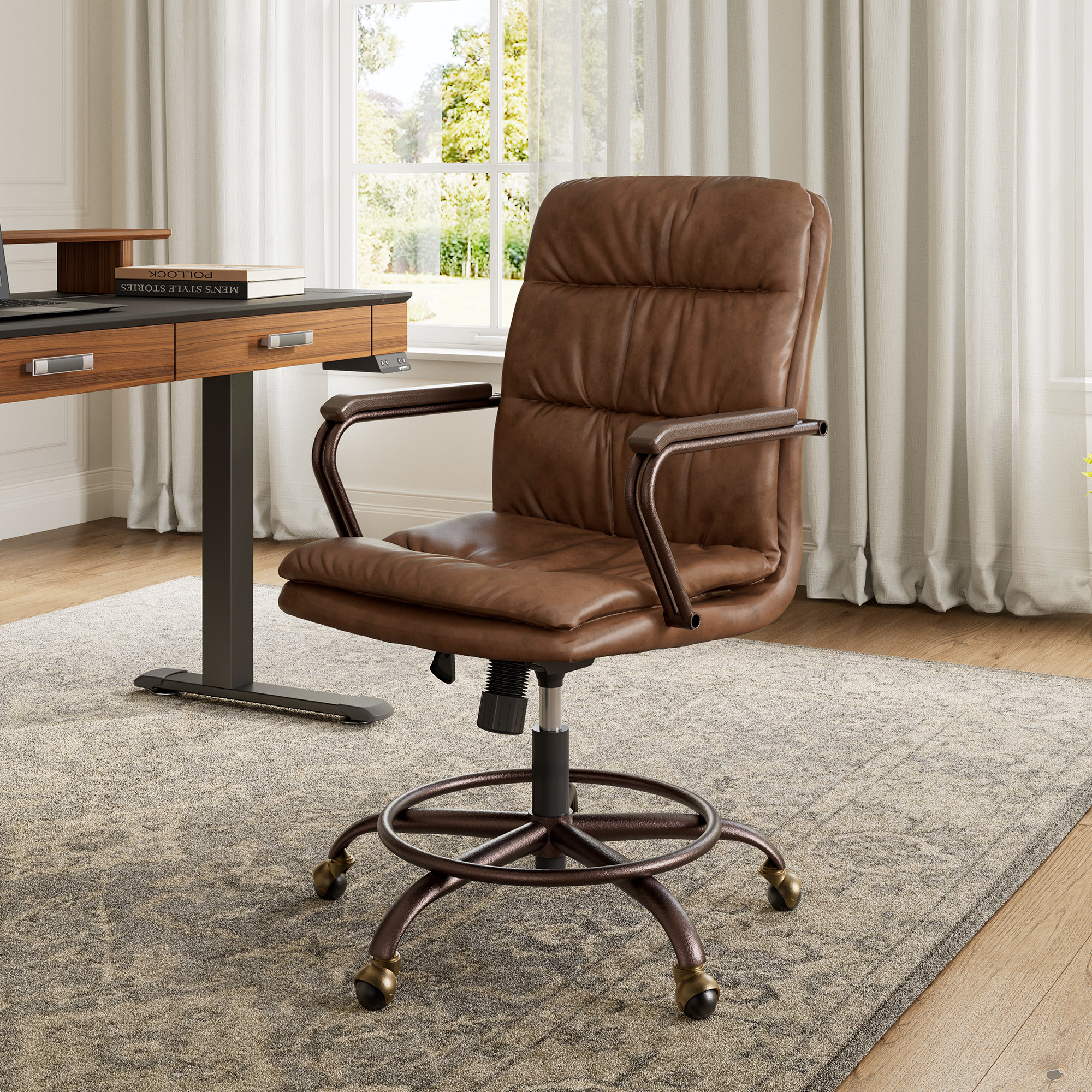 Latitude Run® Vintage Brown Faux Leather Task Chair | Wayfair