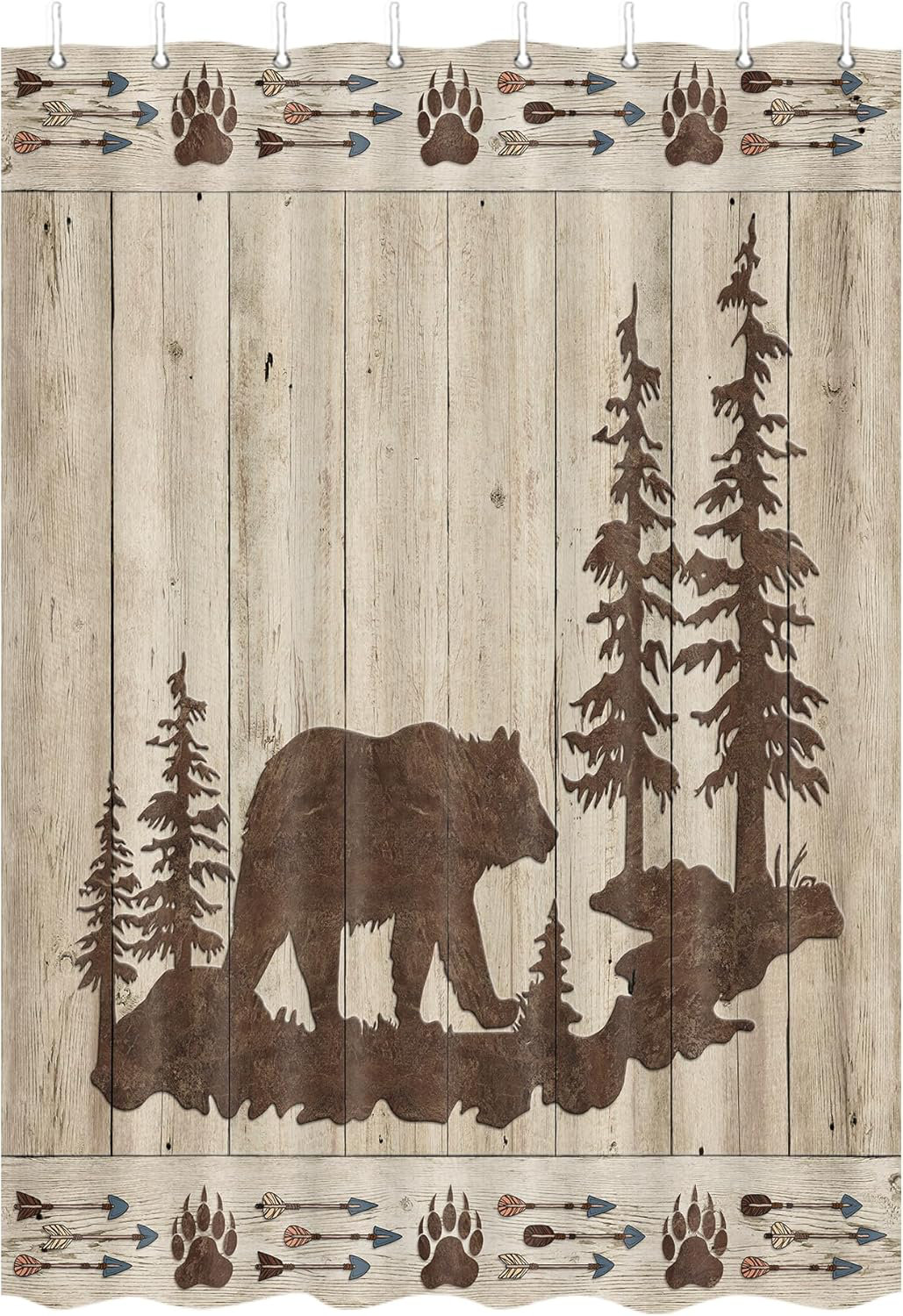 East Urban Home Bear Shower Curtains For Bathroom, Wild Animals Rustic ...