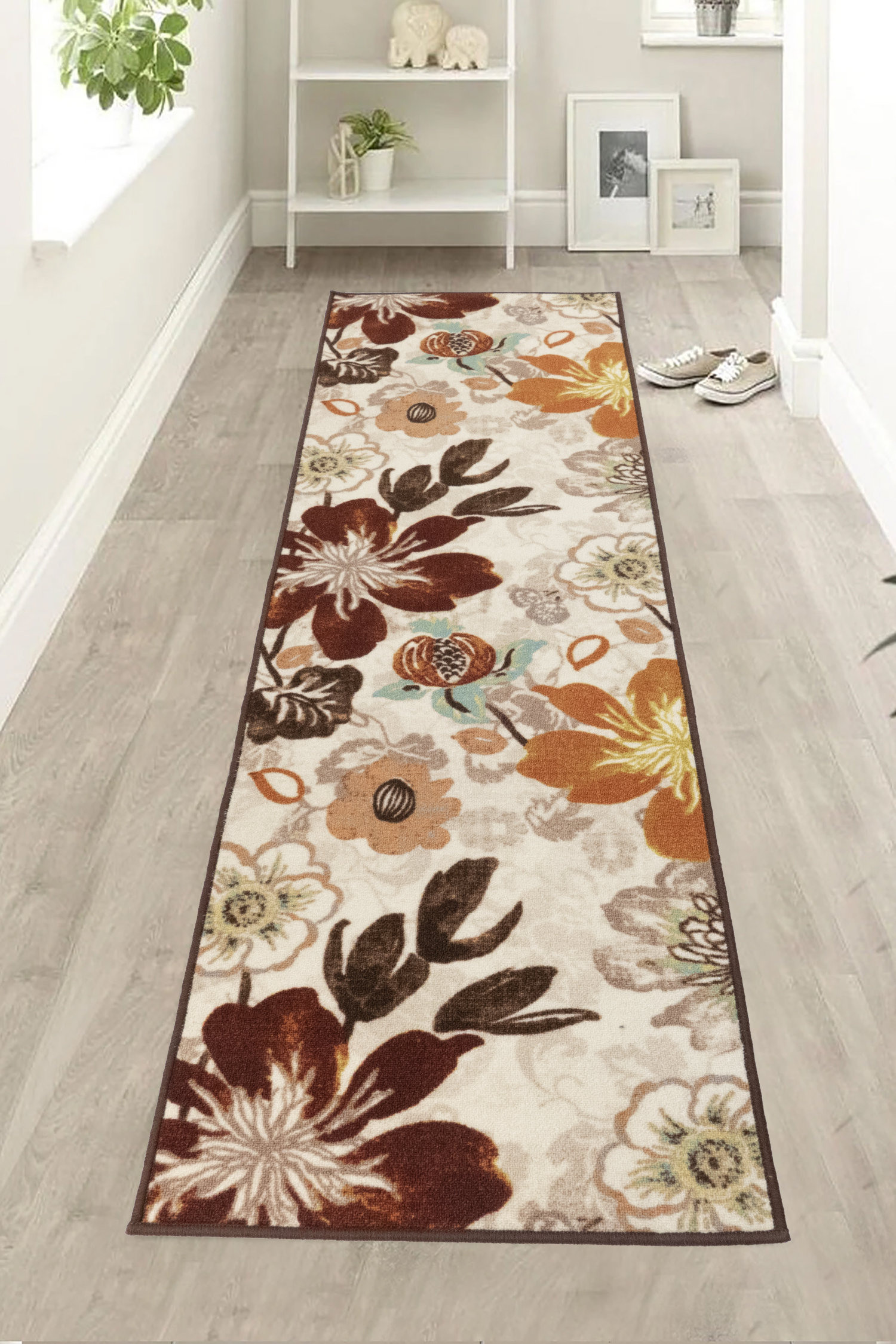 Winston Porter Kailua Custom Size Rug Big Floral Slip Resistant Low ...