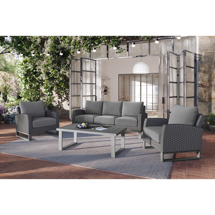 NewClassic Fiji 4-Piece Wicker Outdoor Patio Conversation Set In Gray ...