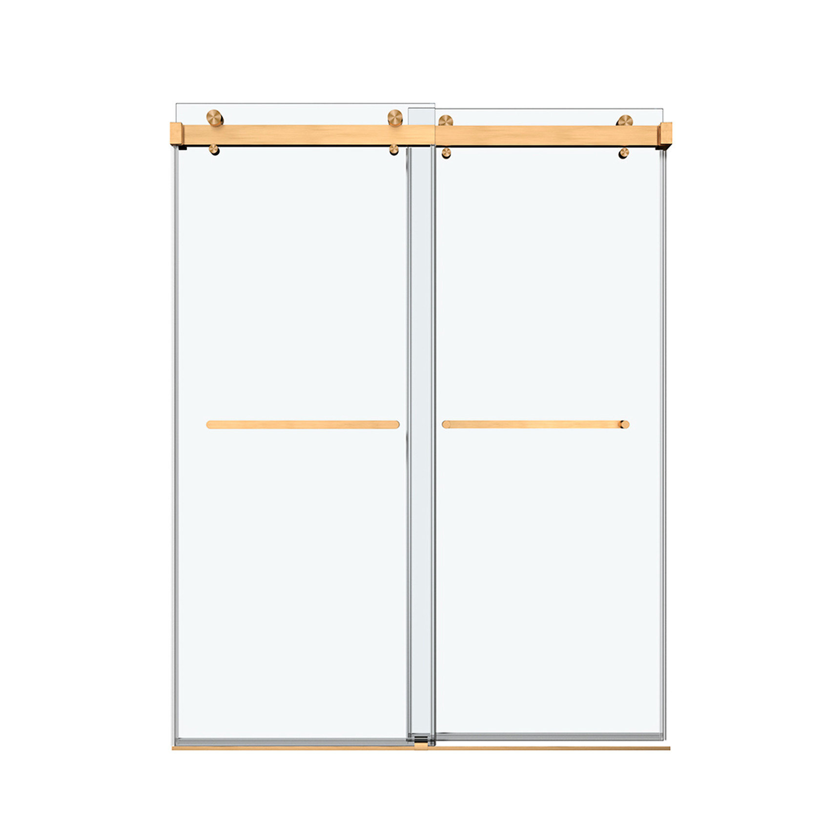 TUOXIN Brushed Gold Double Sliding Shower Door, 76" High, 68" - 72 ...