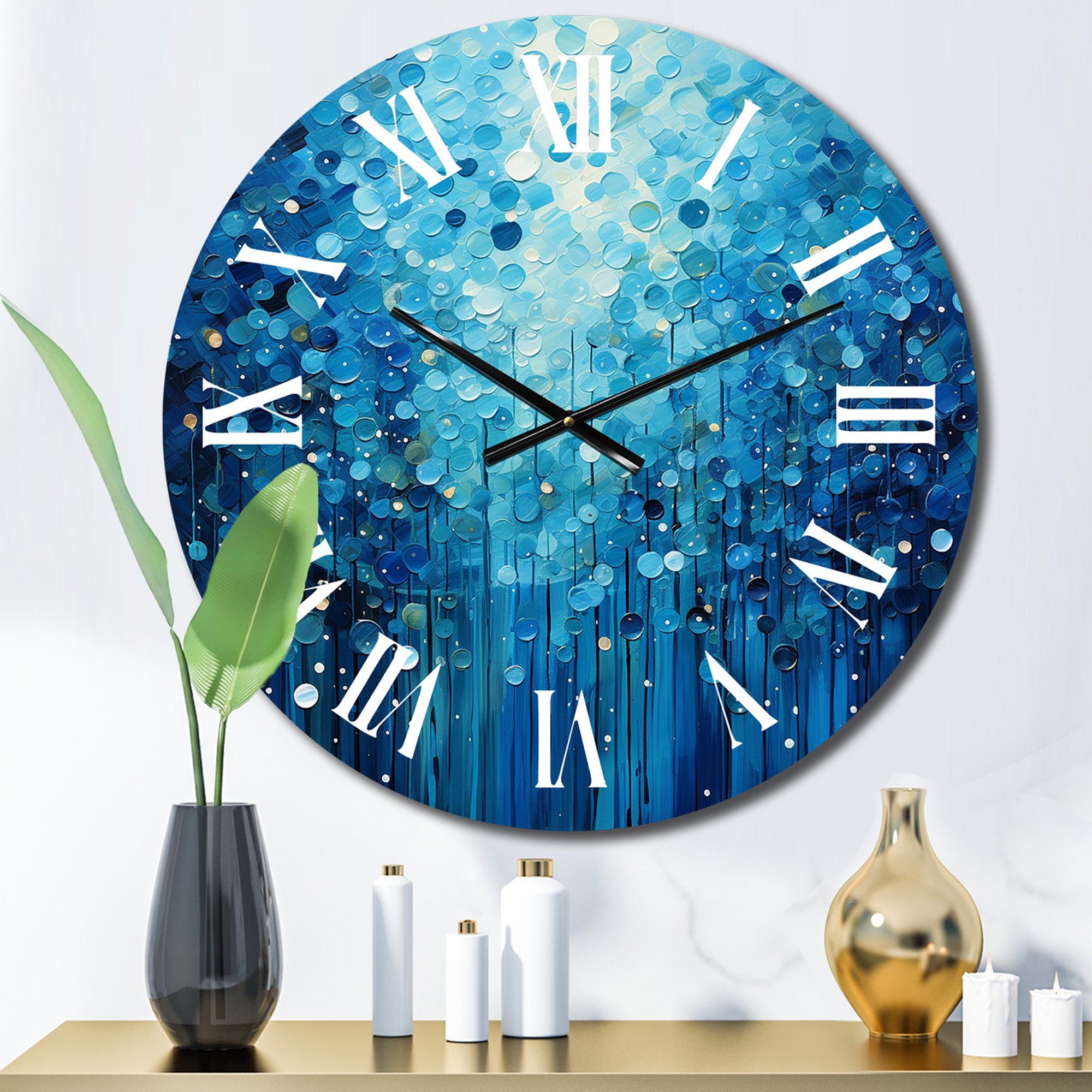 East Urban Home Azure Symphony III - Abstract Landscape Wall Clock ...