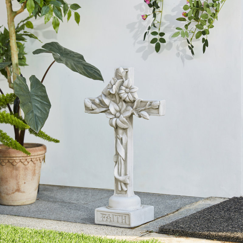 Freeport Park® Isenhour Magnesium Oxide Cross Garden Statue | Wayfair