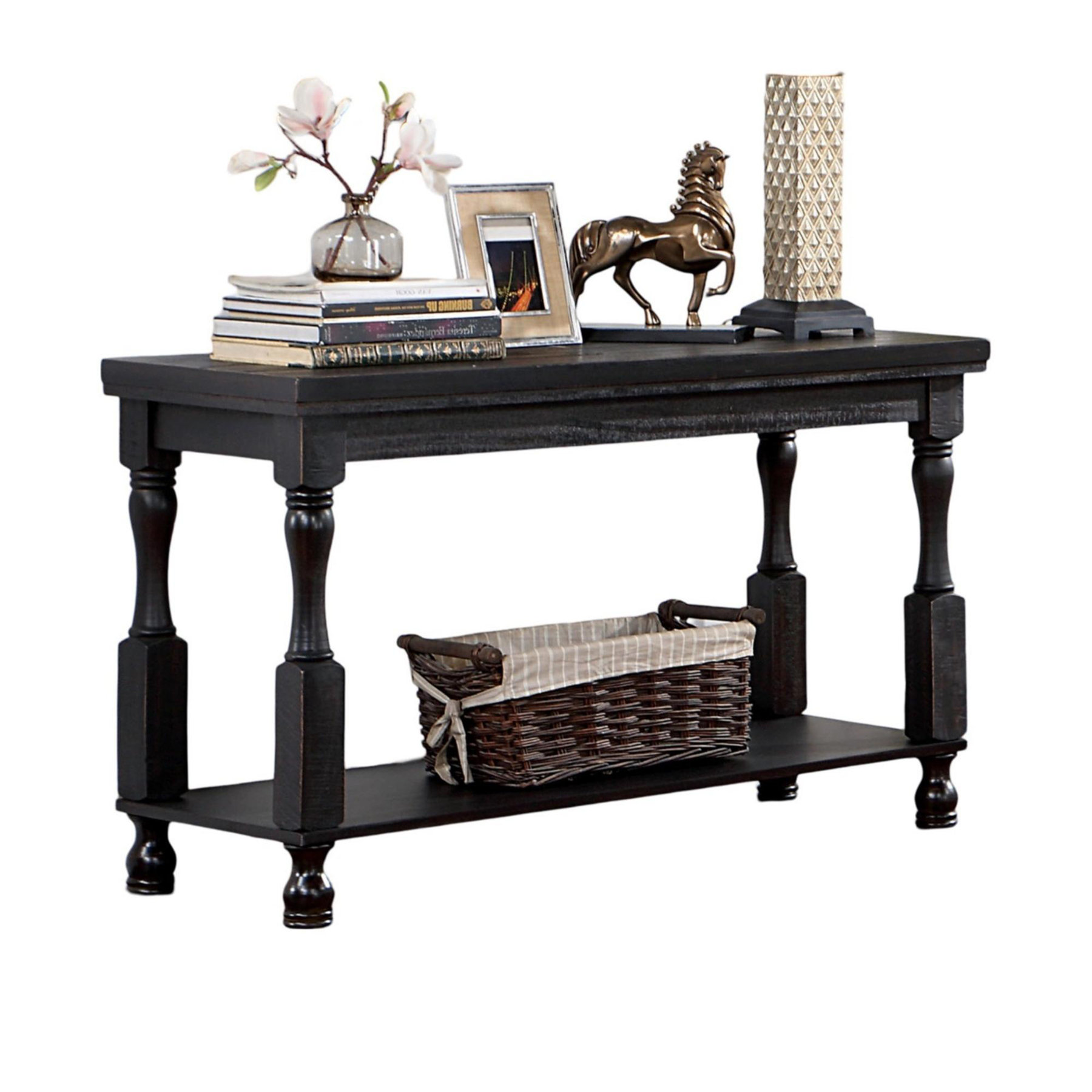 17 Stories Rustic Style Antique Black 1pc SOFA TABLE | Wayfair