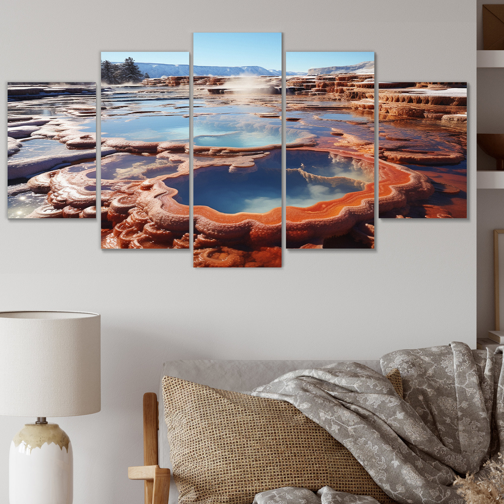Design Art Geyser Hot Springs Bath I - Landscapes Canvas Wall Art - 5 ...