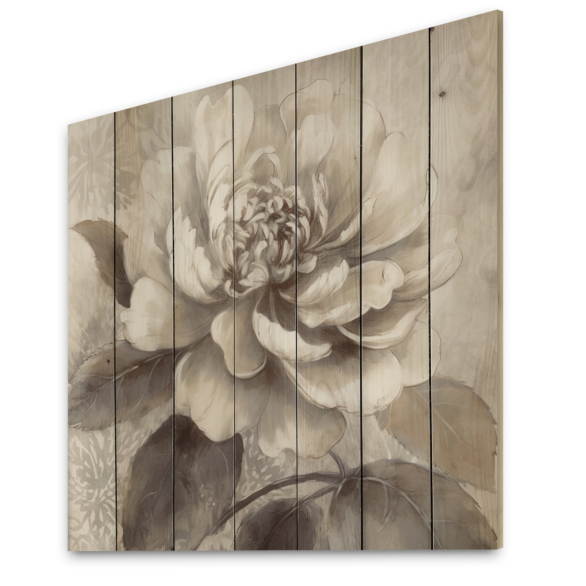 Red Barrel Studio® Darrence Gray Peonies On Branch II On Wood Print ...