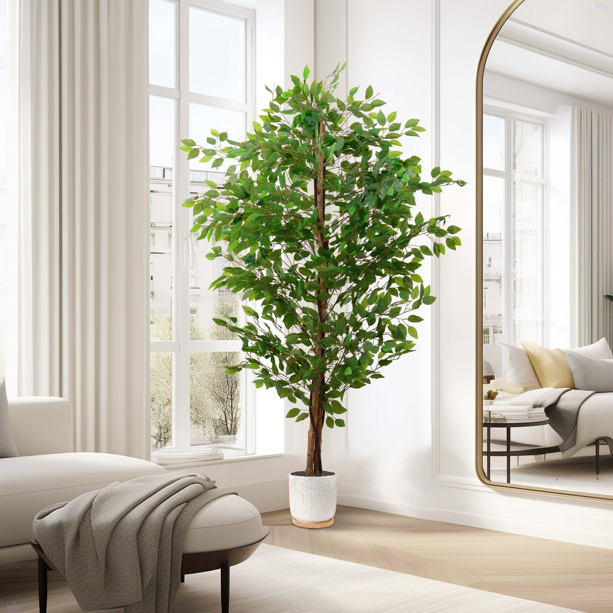 Latitude Run® 6Ft Ficus Tree Artificial, Realistic Texture Potted Faux ...