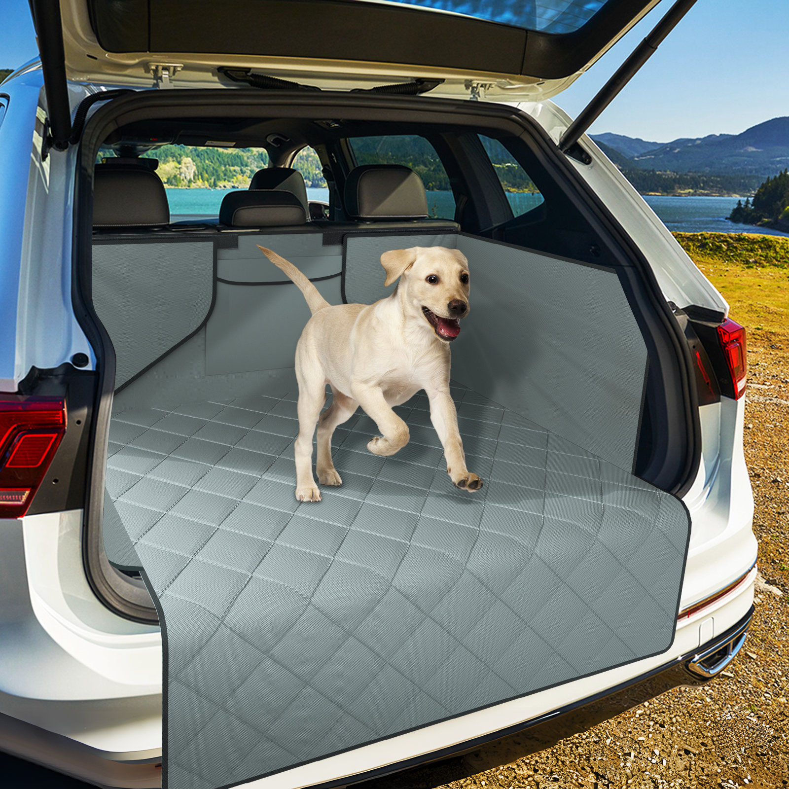 Magshion SUV Dog Cargo Liner 75.5”X72” 600D Oxford Pet Cover With Side ...
